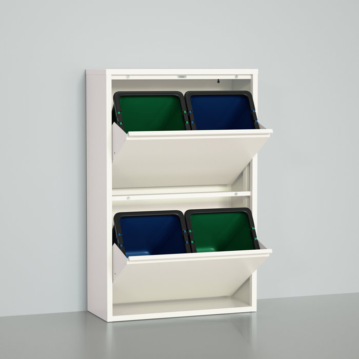 EuropeanFurniture Metal Open Multi-Compartments Trash & Recycling Bin ...