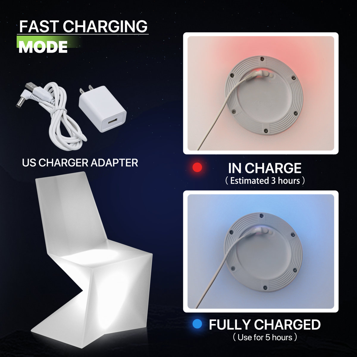 Wrought Studio Eshaal LED Light Up Chair Lighting RGB 16 Colour ...