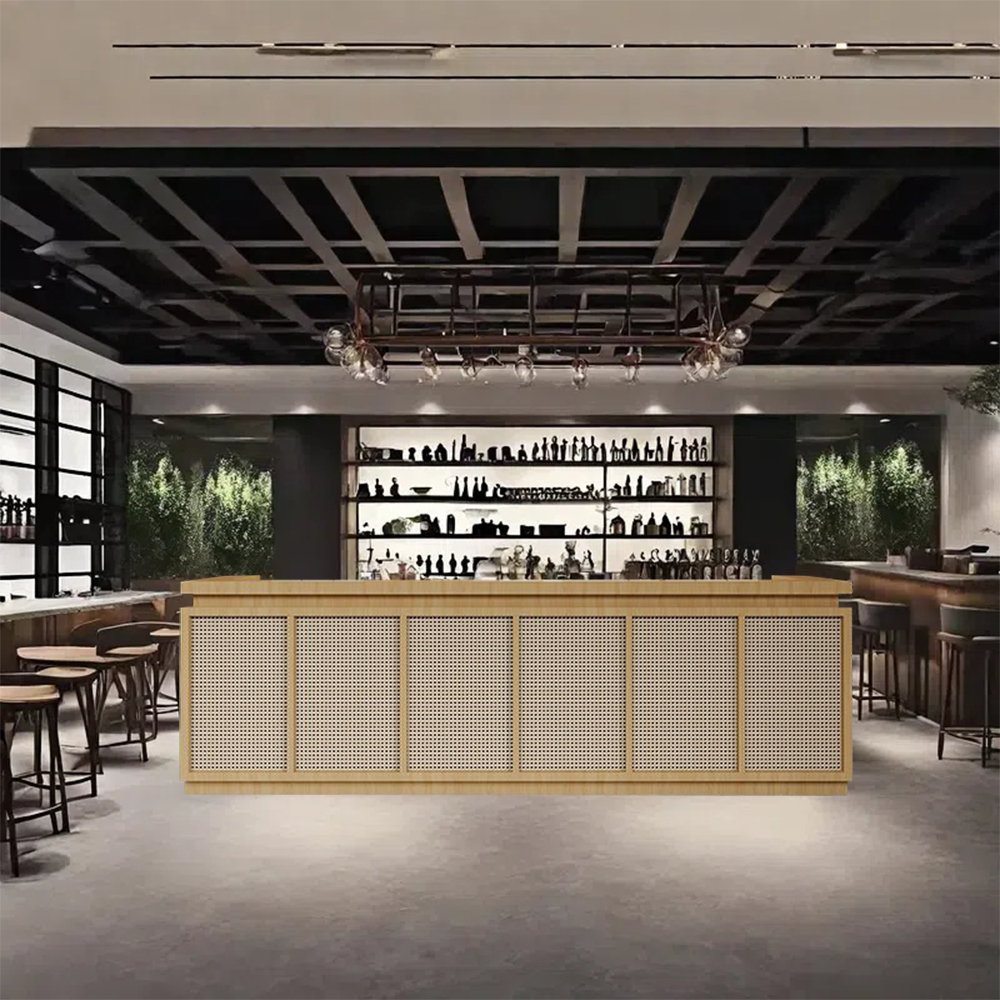 KPXU Bar Counter 110.23-Inch Front Desk Bar Service Counter with Wine ...