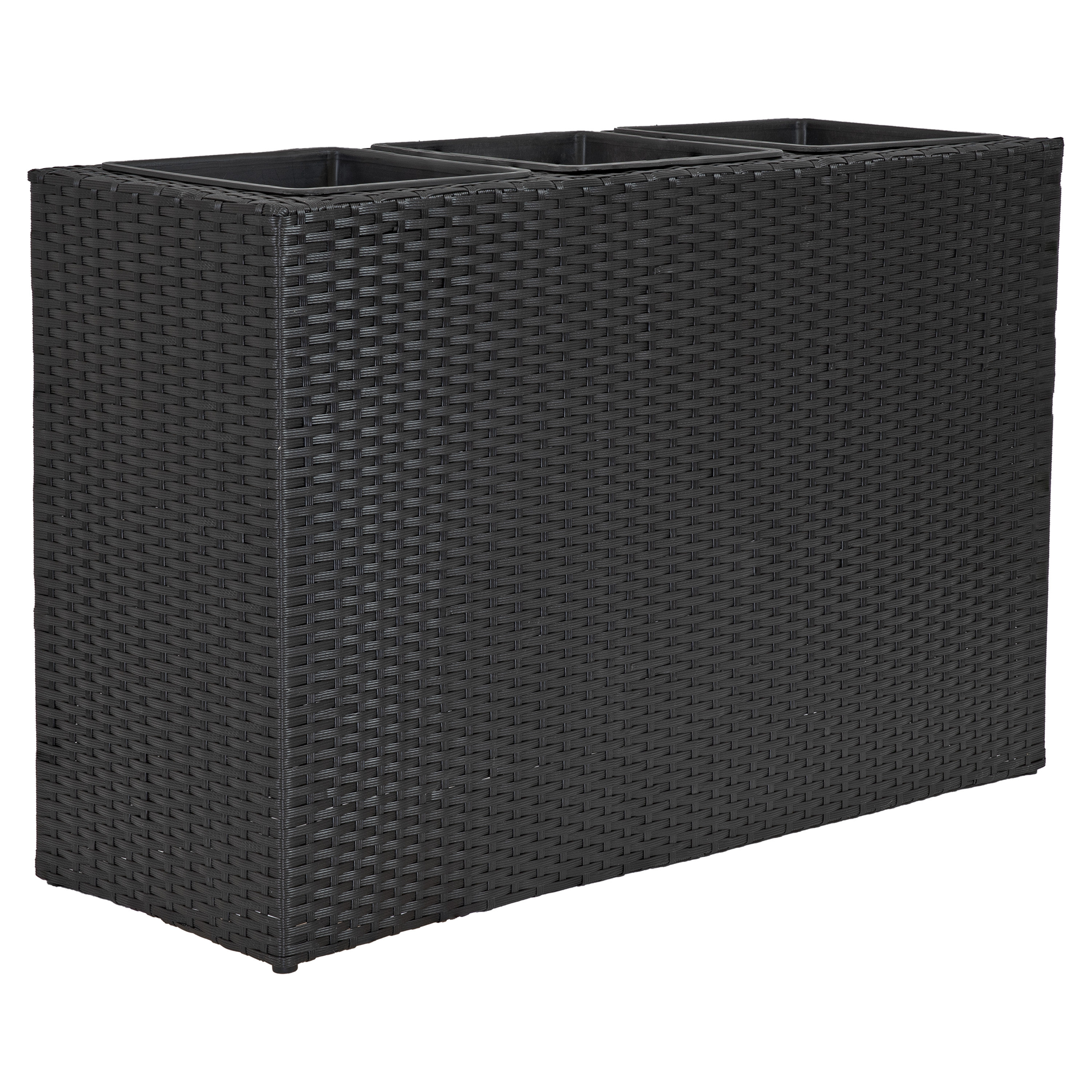 Arlmont & Co. 3-Section Wicker Planter Box - Black | Wayfair