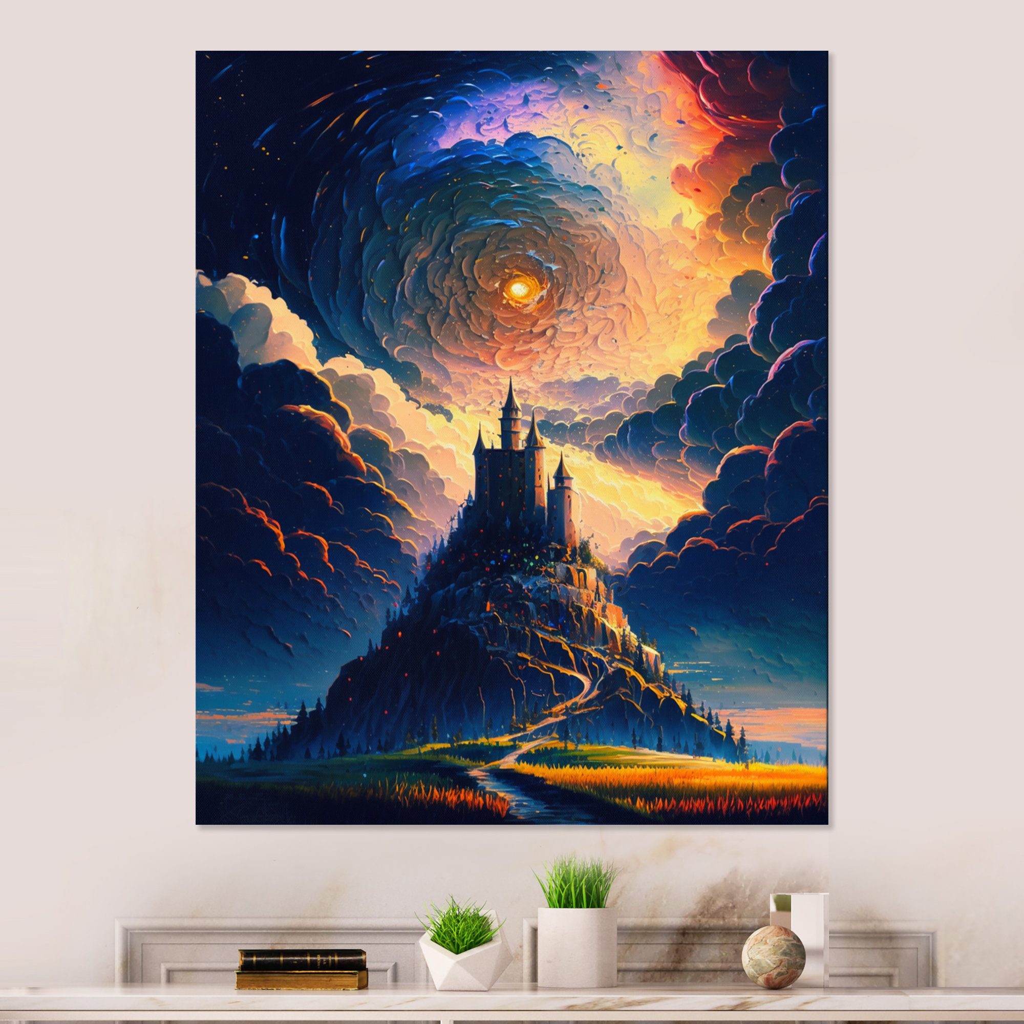 Millwood Pines Blue Mystical Fantasy Castle I - City Fantasy Metal Wall ...