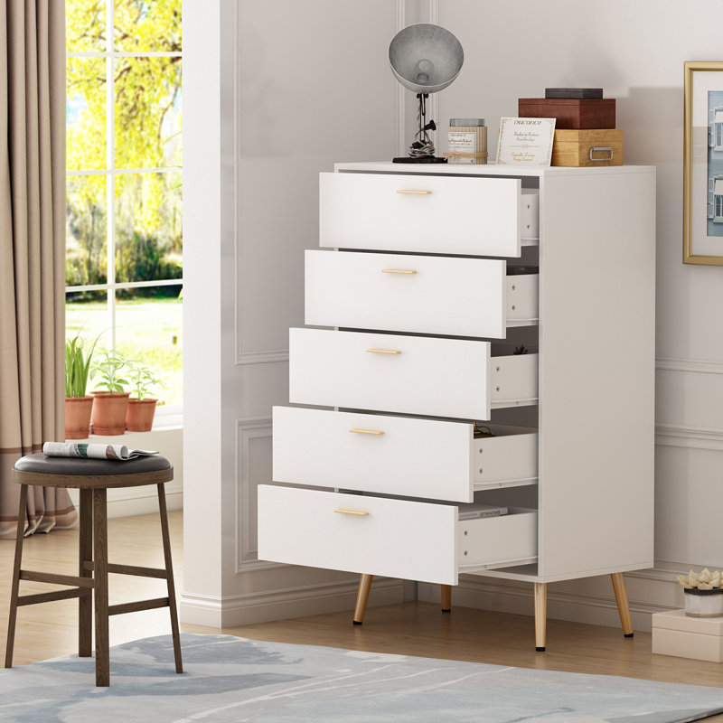 Mercer41 5 Drawer Chest With Metal Legs & Reviews | Wayfair