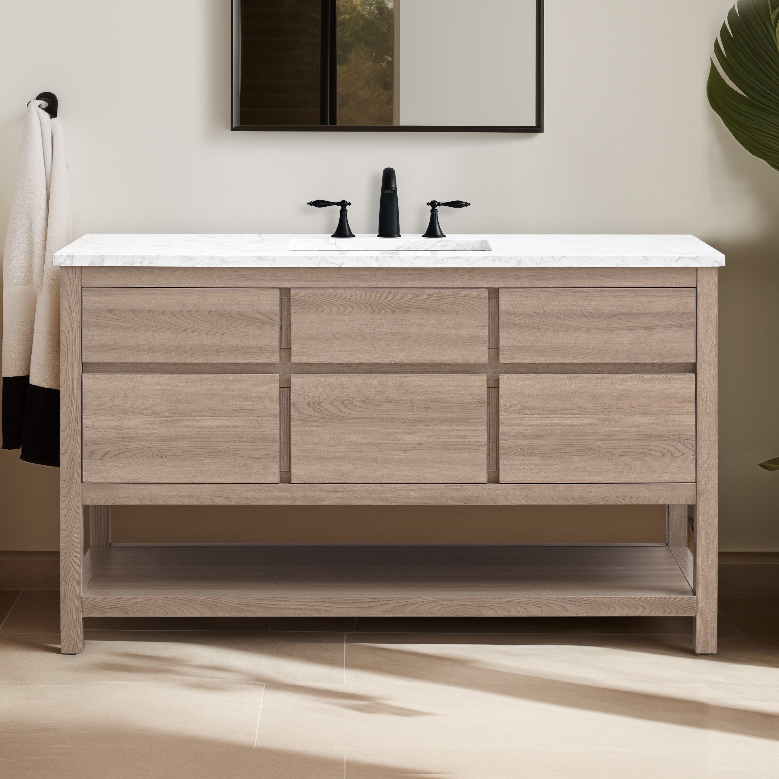 Winston Porter Wesli 54" Single Bathroom Vanity With Engineered Stone ...