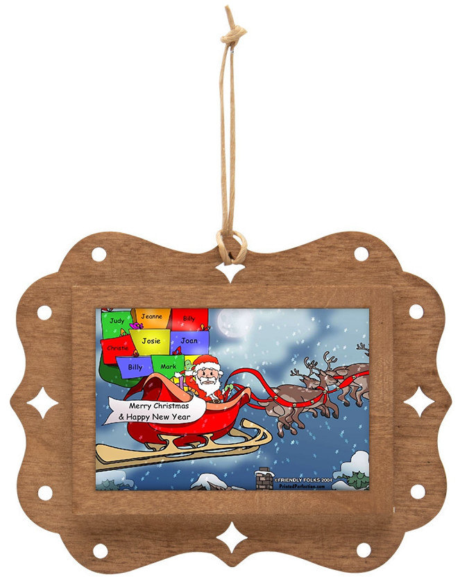 Printed Perfection Personalized Santa in Sleigh Wooden Key Chain | Wayfair