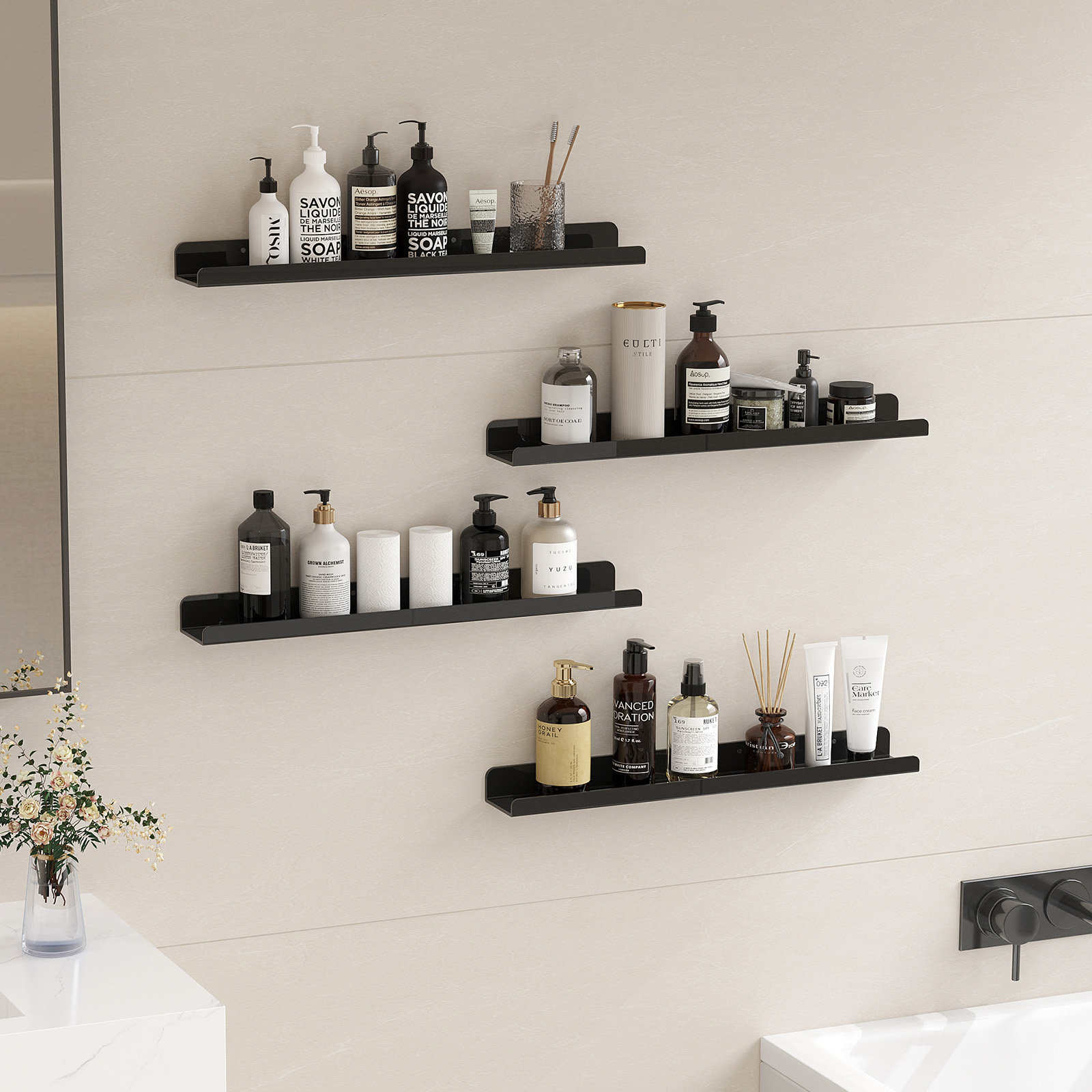 Ebern Designs Picture Ledge Shelf, 24 Inches Long Nursery Floating Book ...