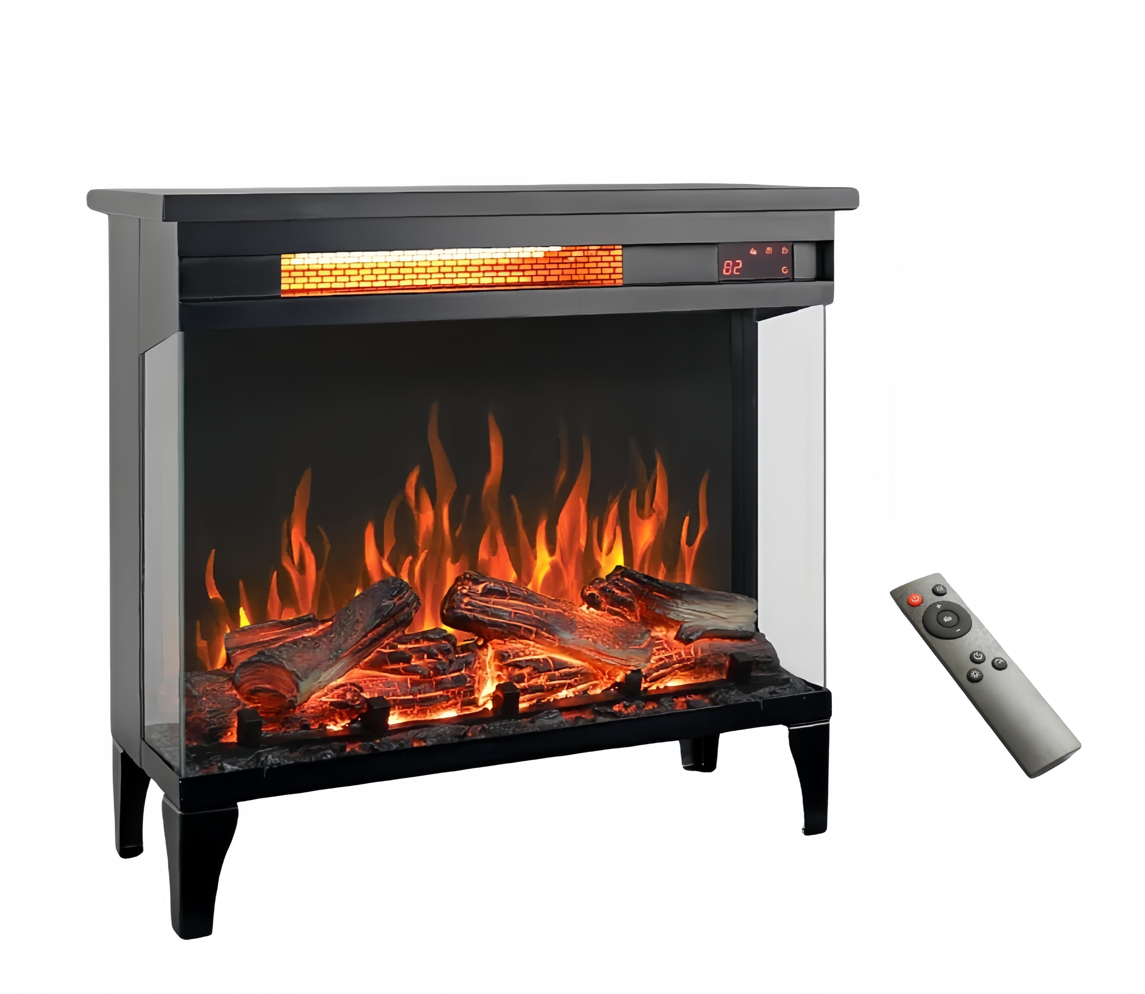 Ebern Designs Freestanding Electric Fireplace Stove Heater With 3d ...