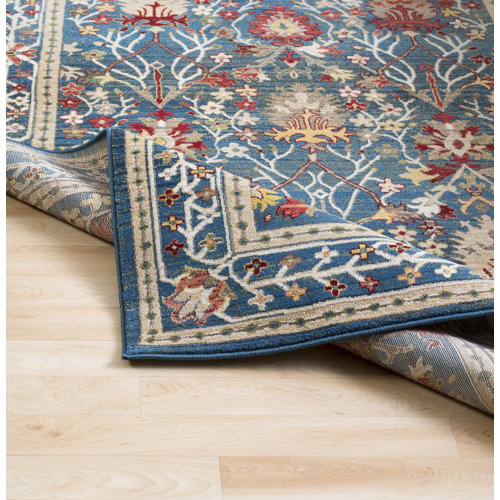 Bungalow Rose Hasrat Performance Navy/Khaki Rug & Reviews | Wayfair