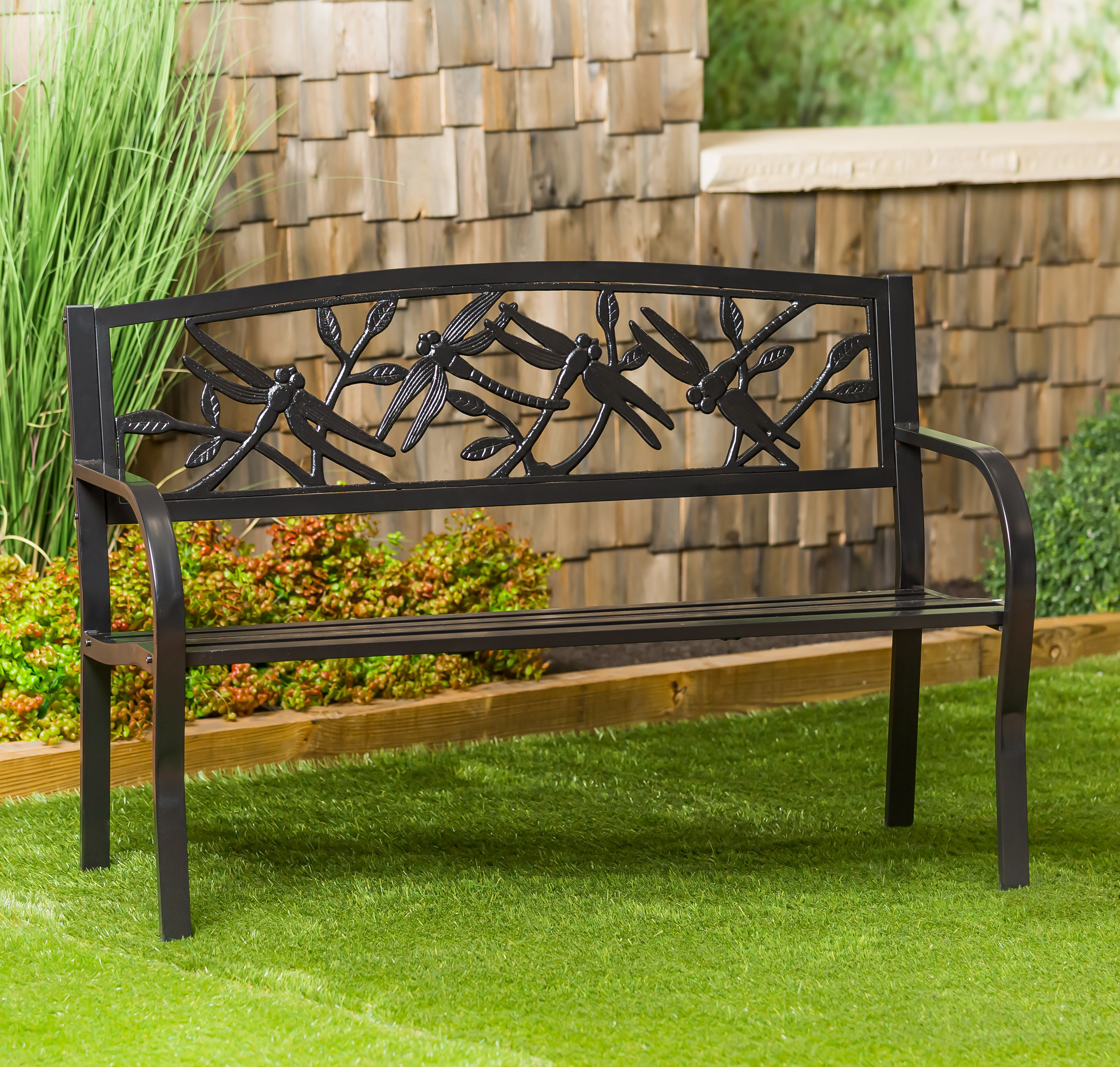 Red Barrel Studio® Aranka Dragonfly Iron Garden Bench & Reviews | Wayfair