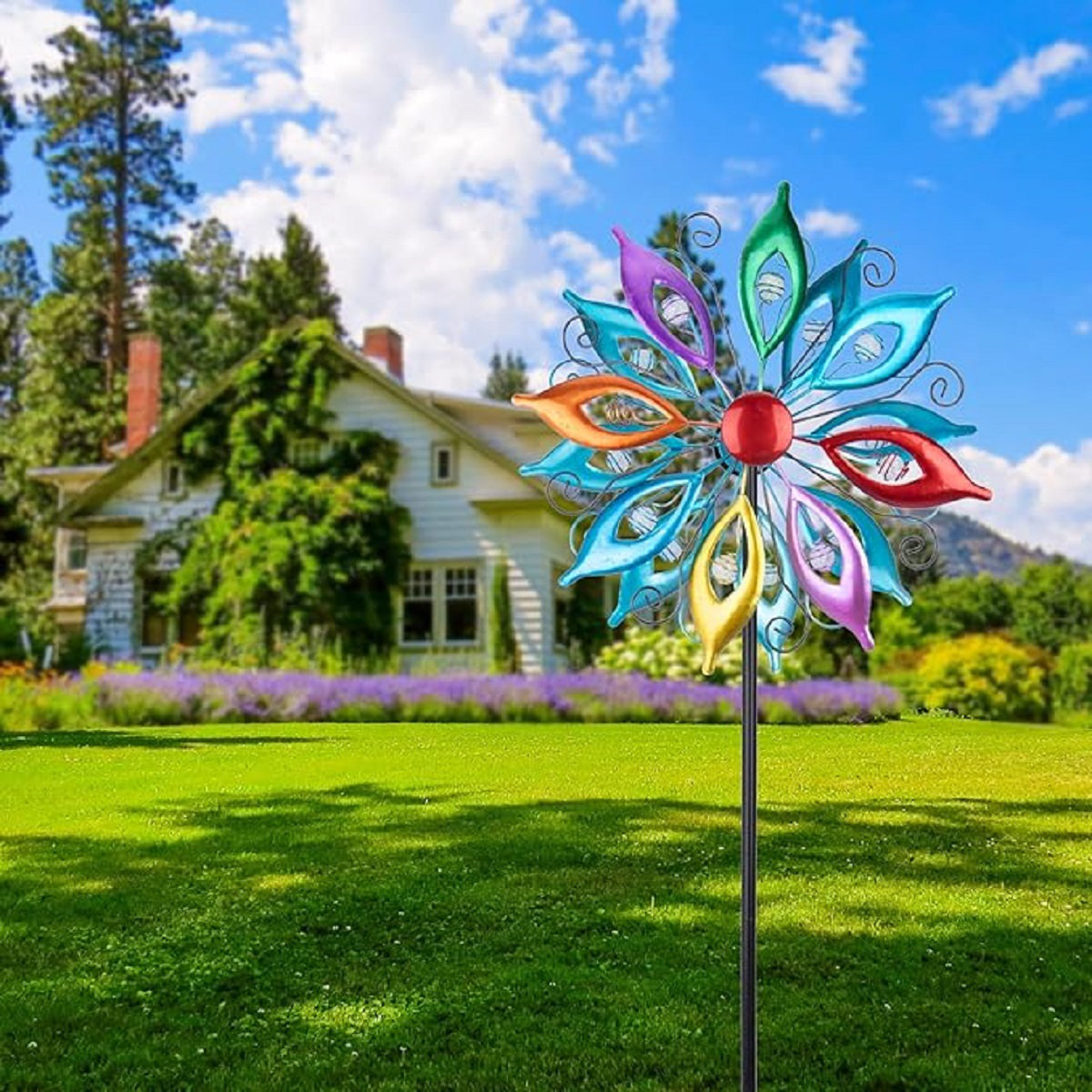 Arlmont & Co. Wind Spinners 43.7"H Kinetic Sculpture Metal Windmill ...