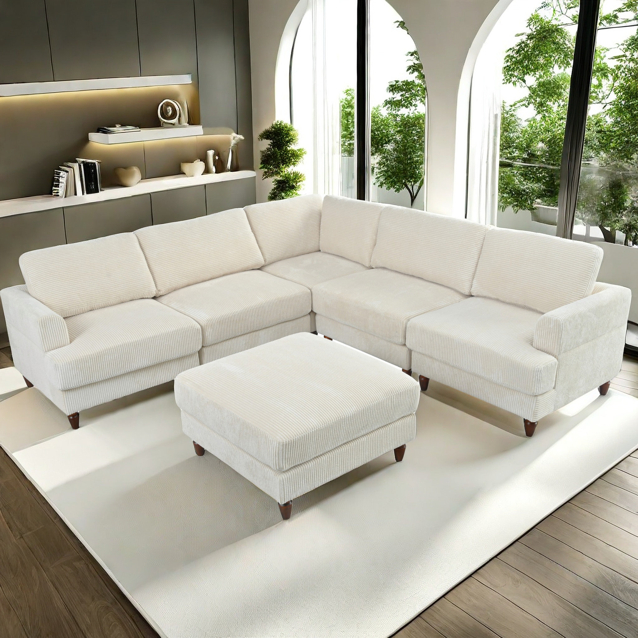 Latitude Run® Modular Corner Sectional Sofa With Ottoman, Customizable ...