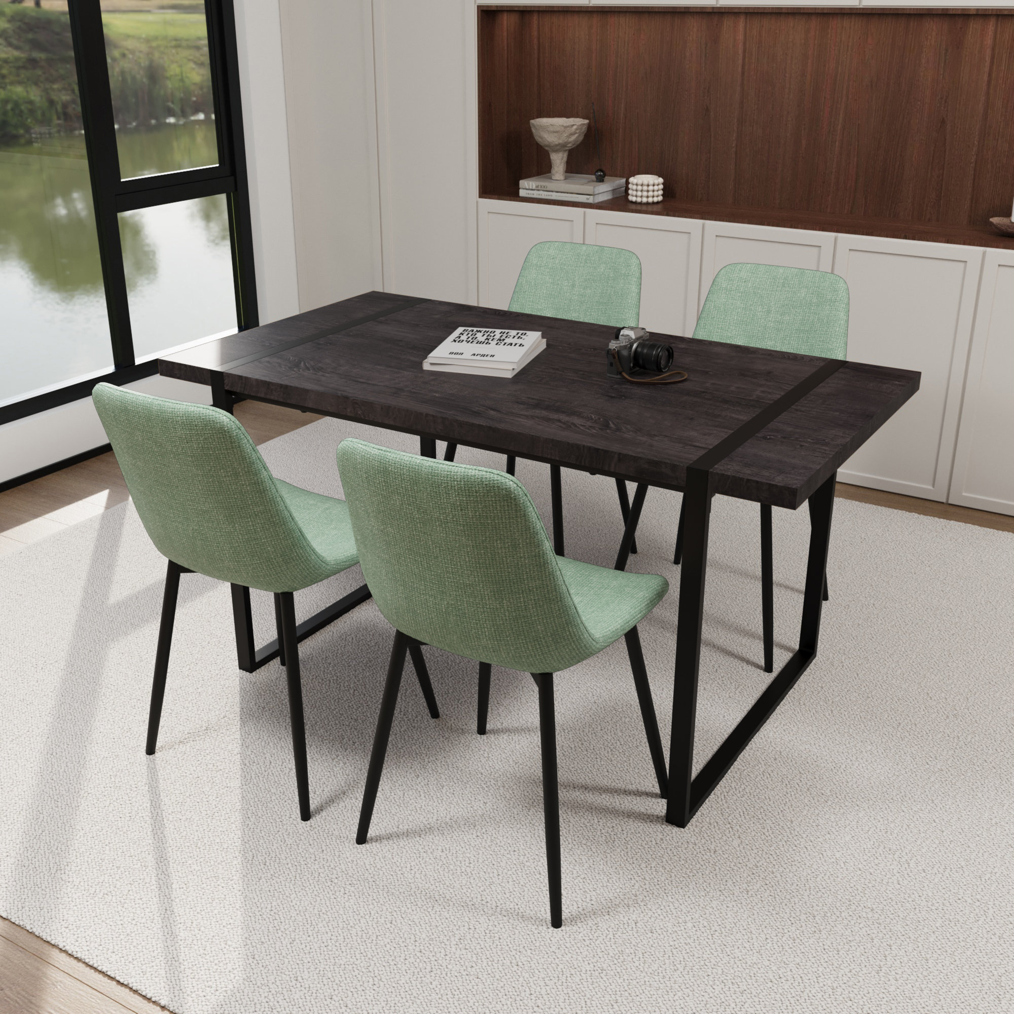 Latitude Run® Elegant Dining Set Mdf Metal Modern Chic For Home ...
