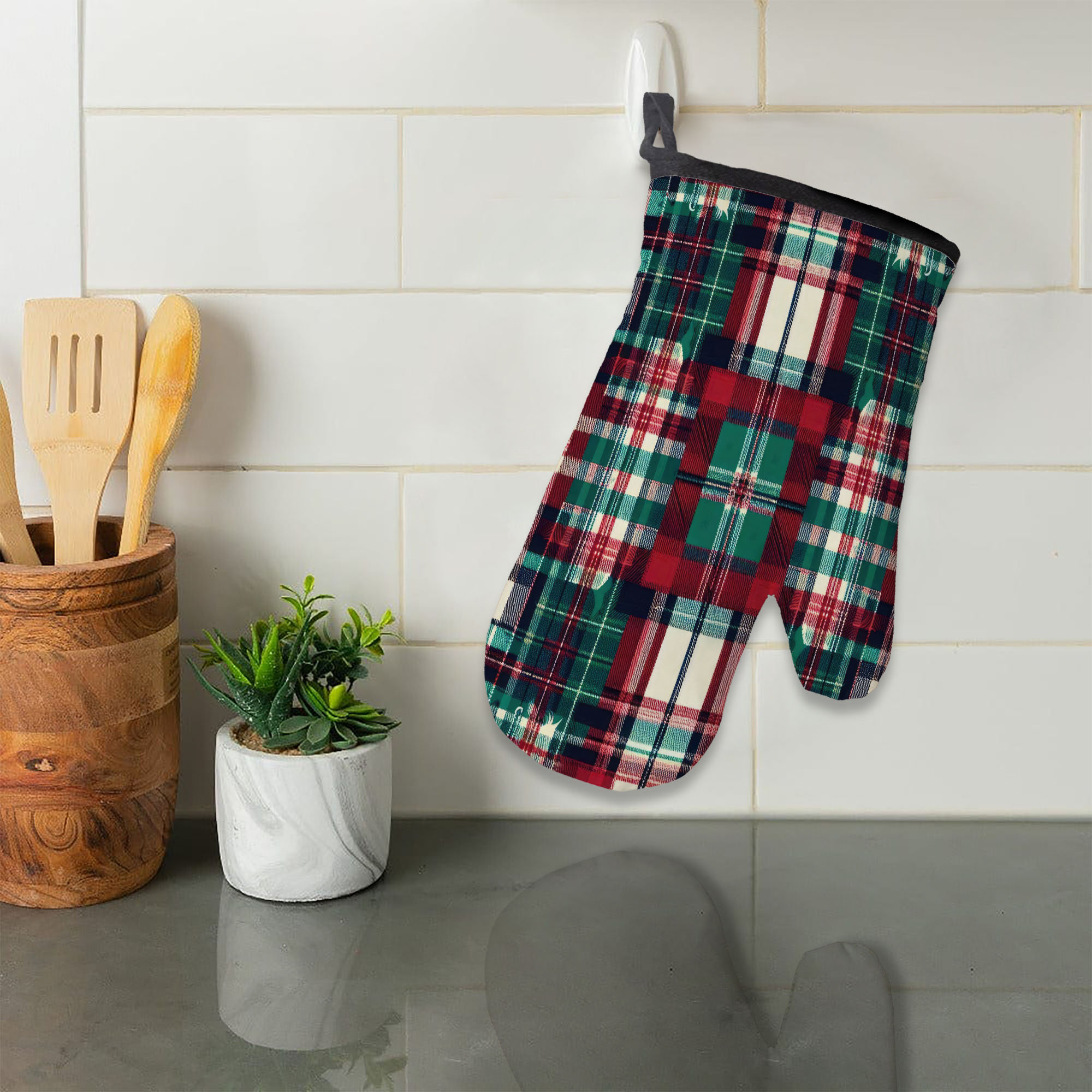 MentionedYou Rustic Tartan Pattern Oven Mitt Cotton Twill | Wayfair