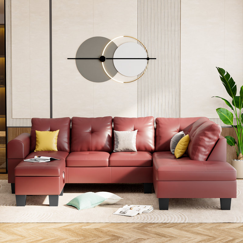 Ebern Designs Sectional Sofa Furniture Sets, 3PCS L-Shape Sectional Set ...