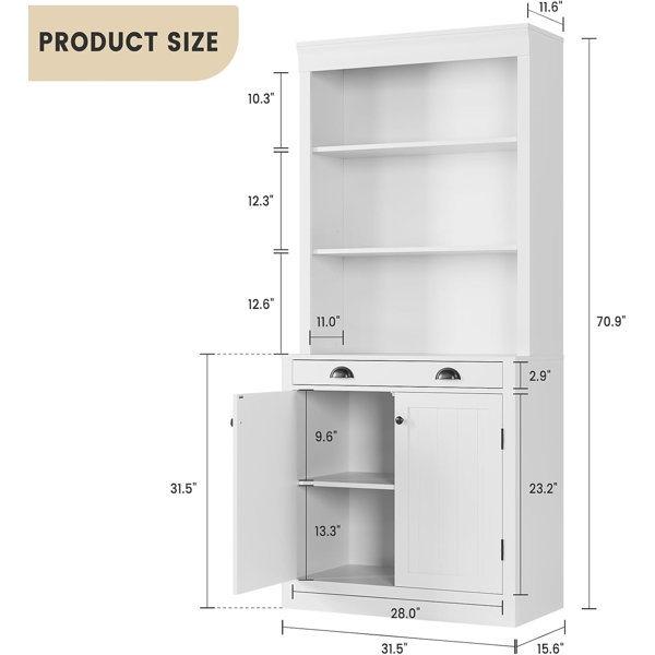 Winston Porter 5 Tier Bookshelf with Adjustable Shelves, 70-Inch Tall ...