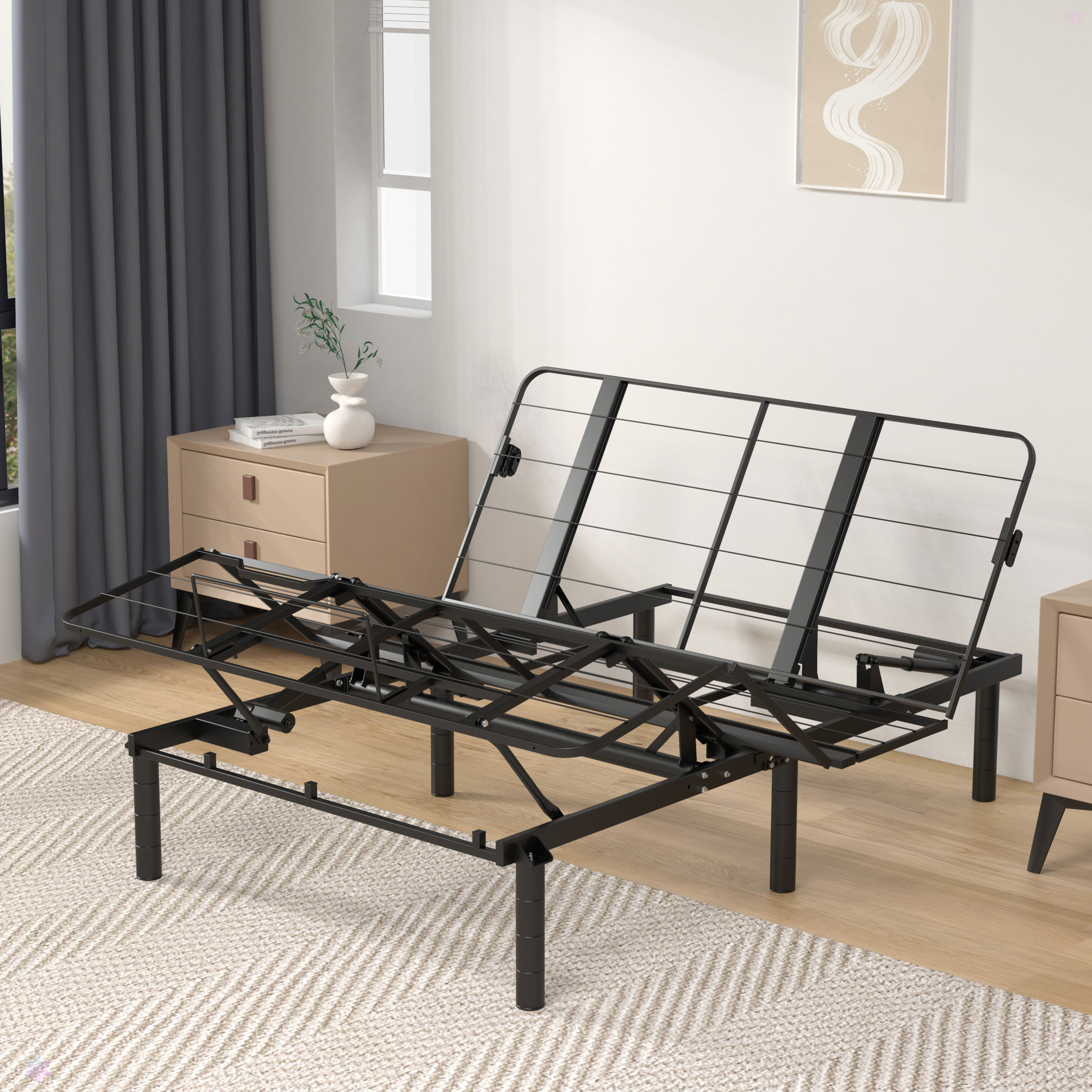 Latitude Run® Zero-Clearance Adjustable Bed Base Frame Head And Foot ...