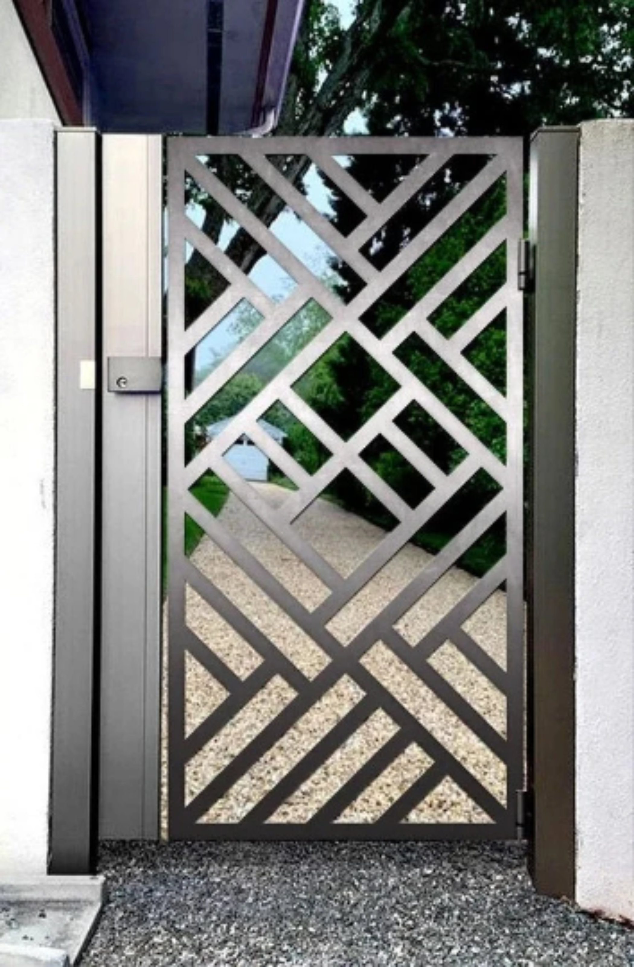 TAIMCO Laser Cut Artistic Square Pattern Design Metal Garden Gate ...