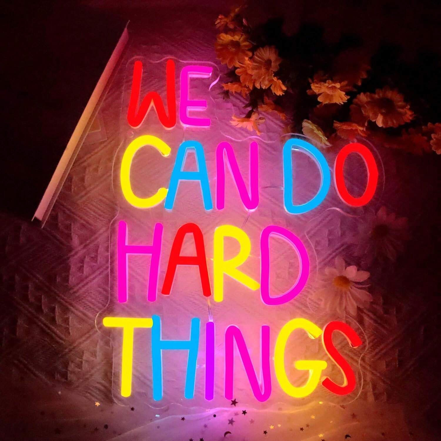 Trinx We Can Do Hard Things Neon Sign Light Usb Led Signs Wall Decor ...