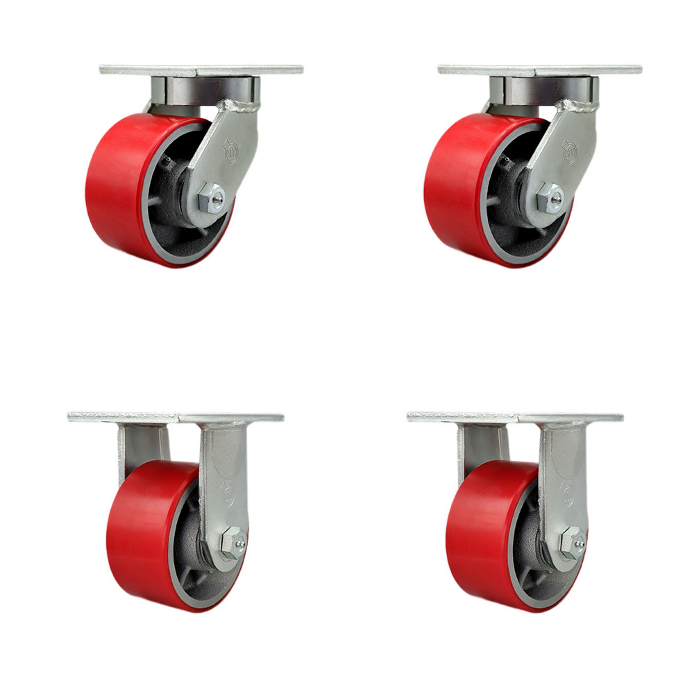 Service Caster 4 Piece Heavy Duty Poly on Cast Iron Caster Set | Wayfair