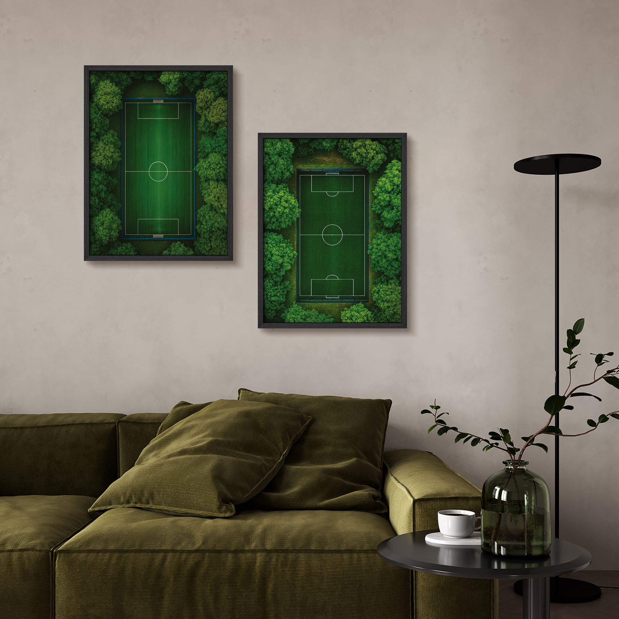 SIGNLEADER Aerial Forest Soccer Field Wall Art Print Set - Modern ...