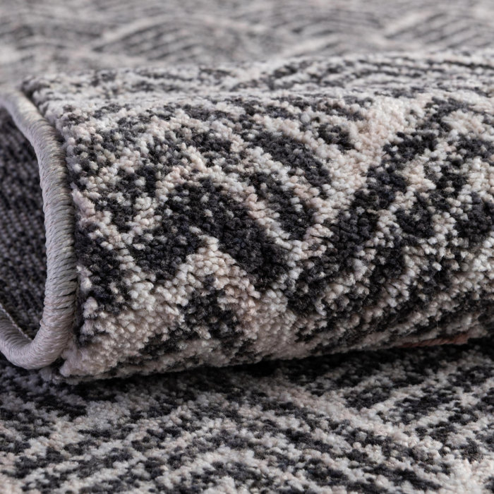 Everly Quinn Jera Performance Charcoal Ivory Rug & Reviews | Wayfair