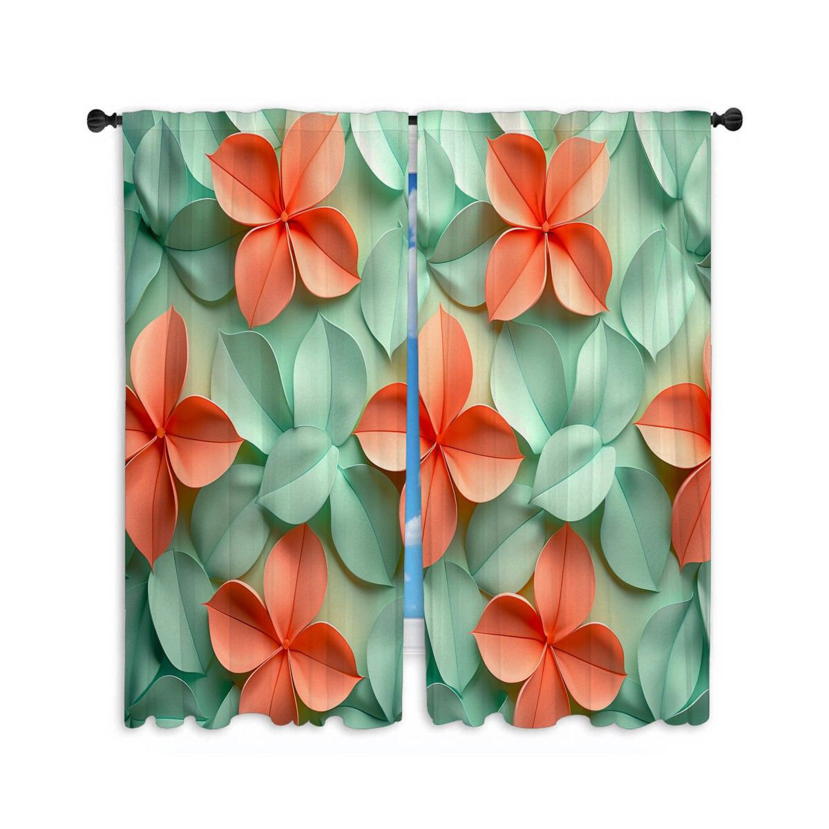 VisionDecor Paper flowers Window Curtains Craft Soft pastels Drapes - 2 ...