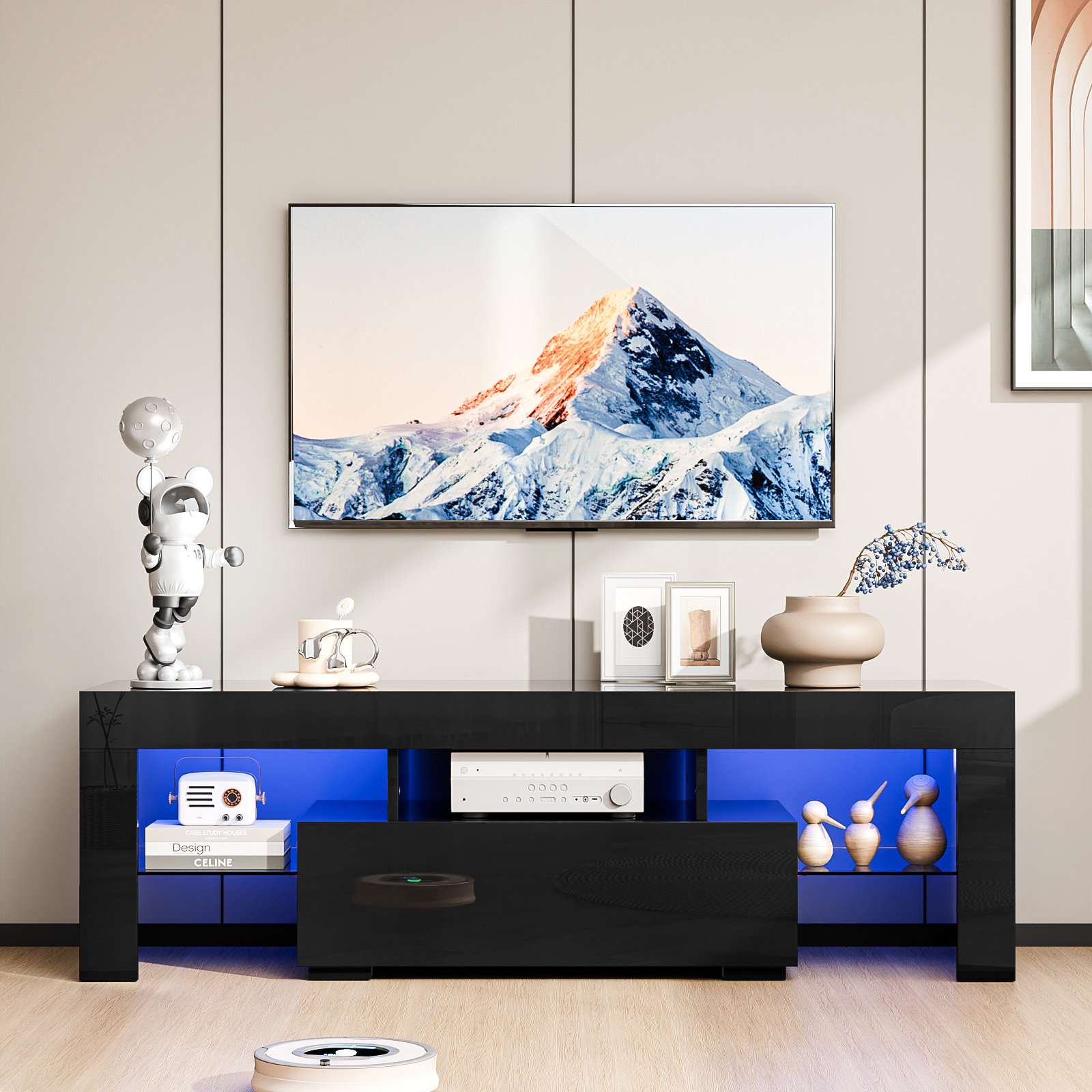 Wrought Studio™ Nakesia 51'' High Glossy Modern Entertainment Center ...