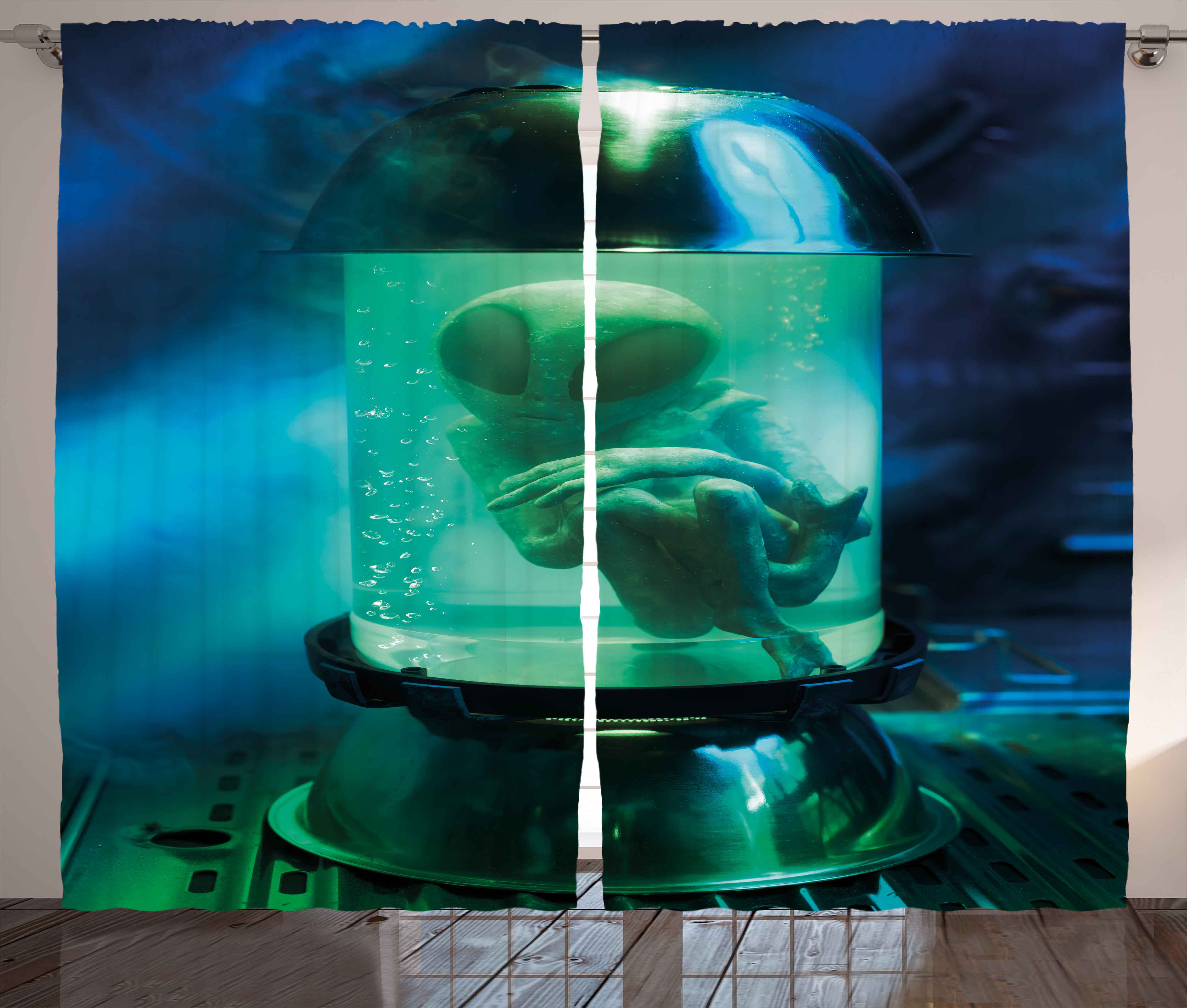 East Urban Home Alien Graphic Print Semi-Sheer Rod Pocket Curtain ...