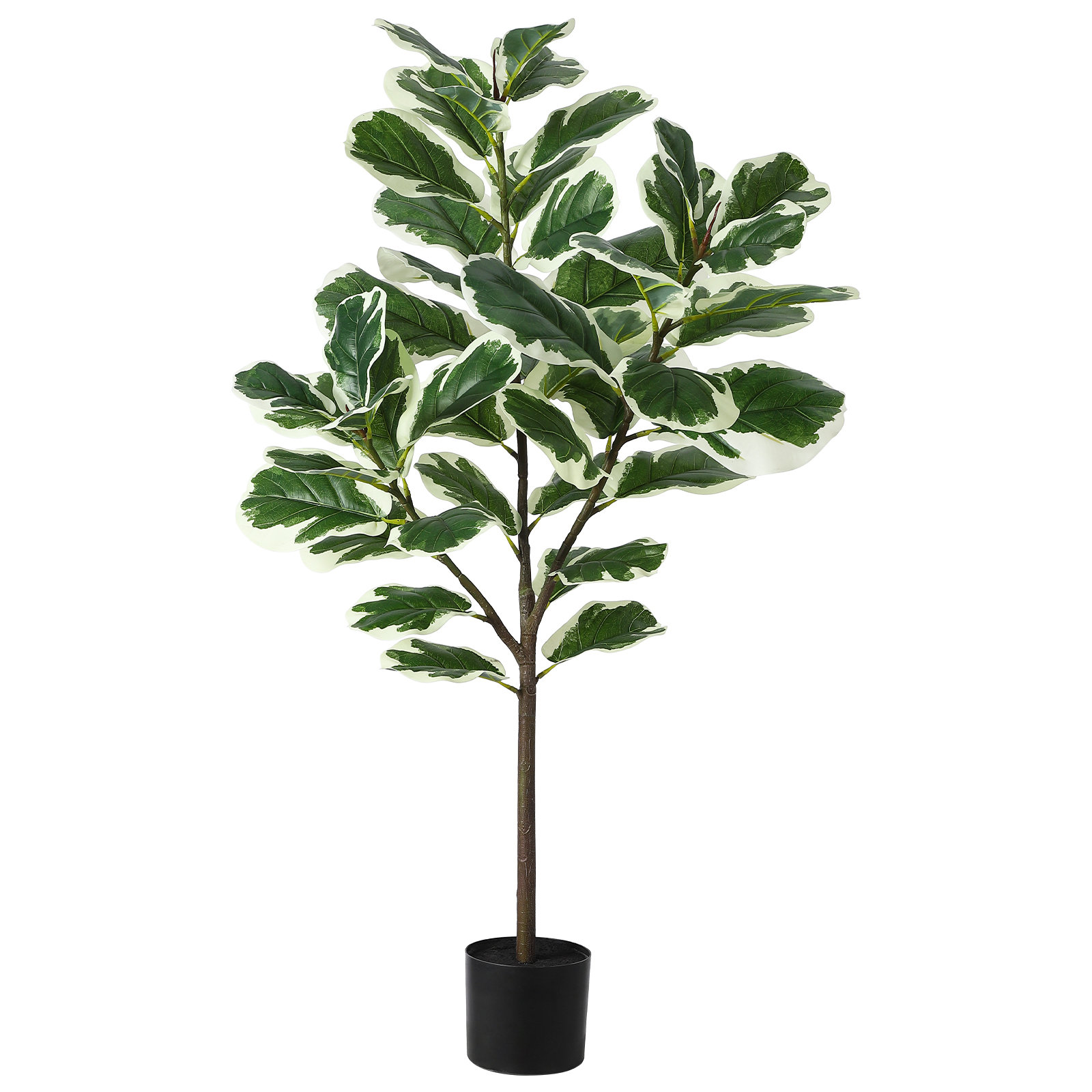 Primrue Faux Fiddle Leaf Fig Tree, 4.3 Ft Artificial Ficus Lyrata Plant ...