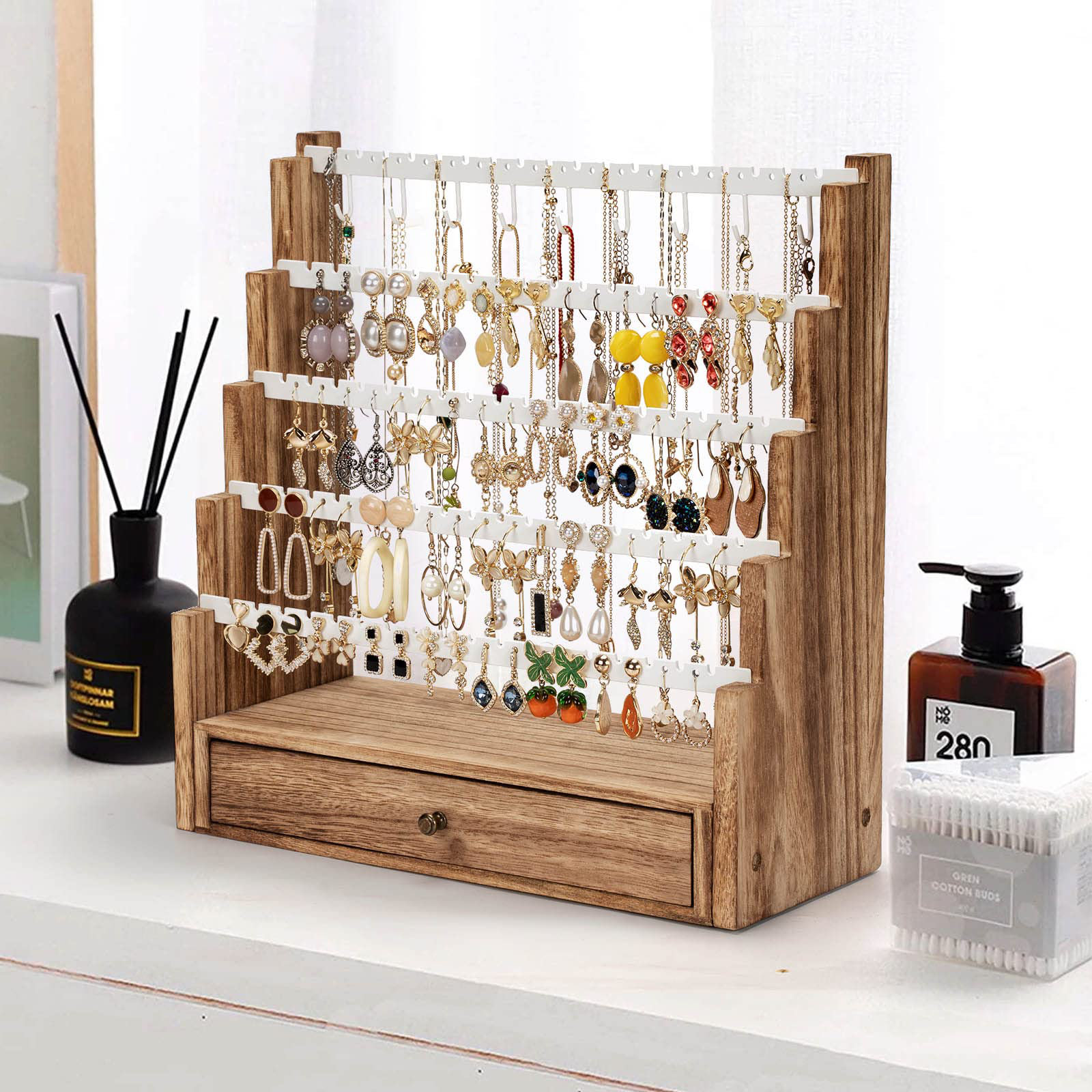 Millwood Pines Earring Organizer, 5 Layer Earring Holder Organizer With ...