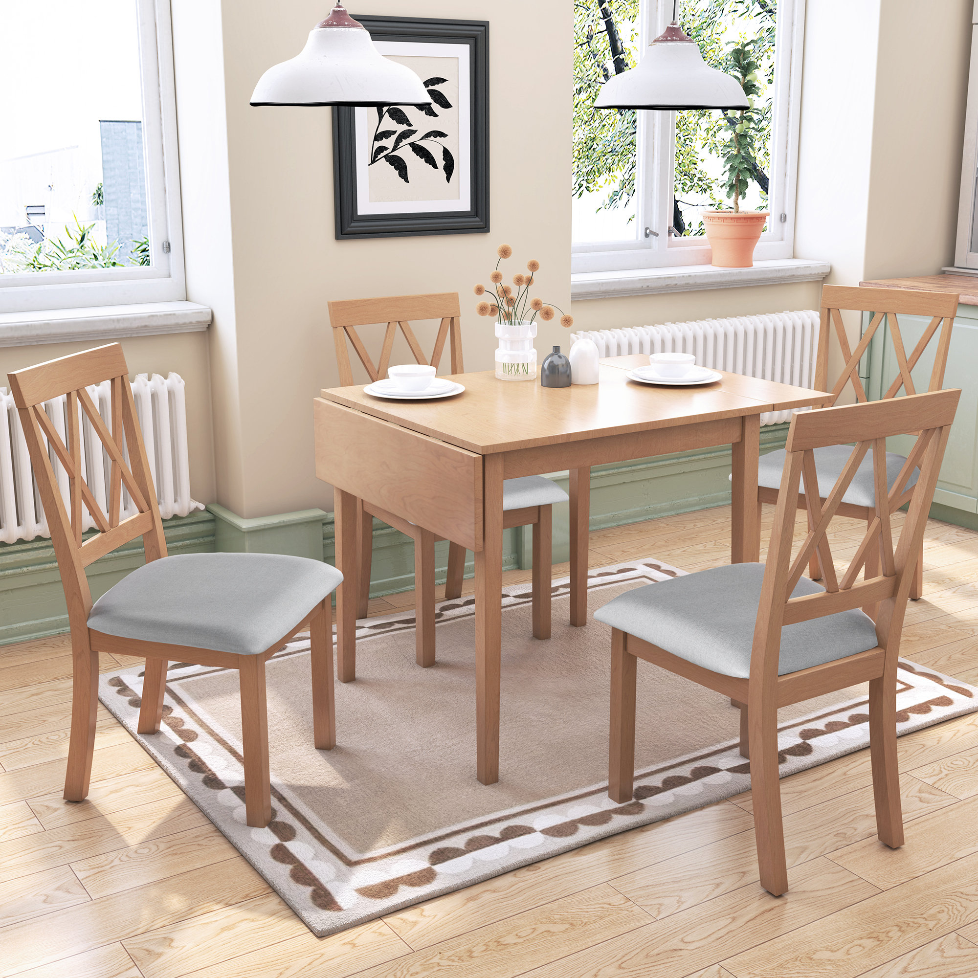 Corrigan Studio® -piece Kitchen Dining Set With Drop Leaf Table & 4 ...