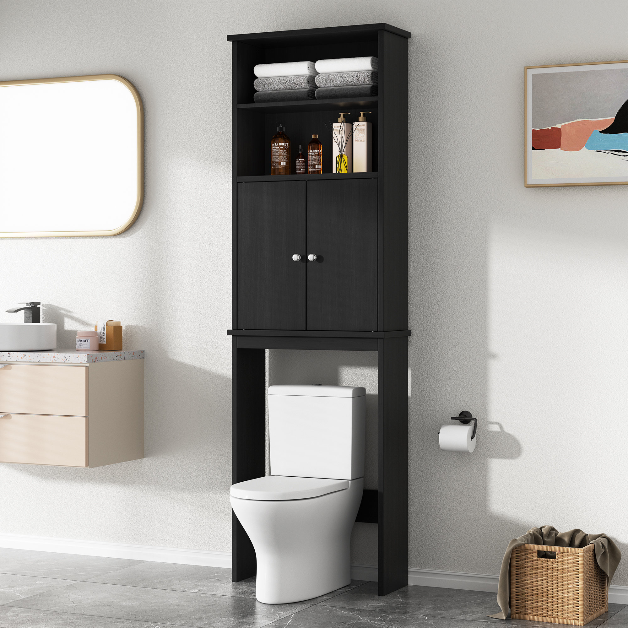 Ebern Designs Eftimie Freestanding Over-the-Toilet Storage & Reviews ...