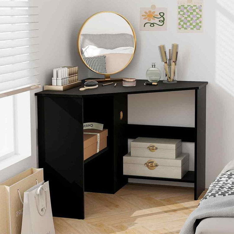 Latitude Run® 90 Degrees Triangle Computer Desk for Small Space, Space ...