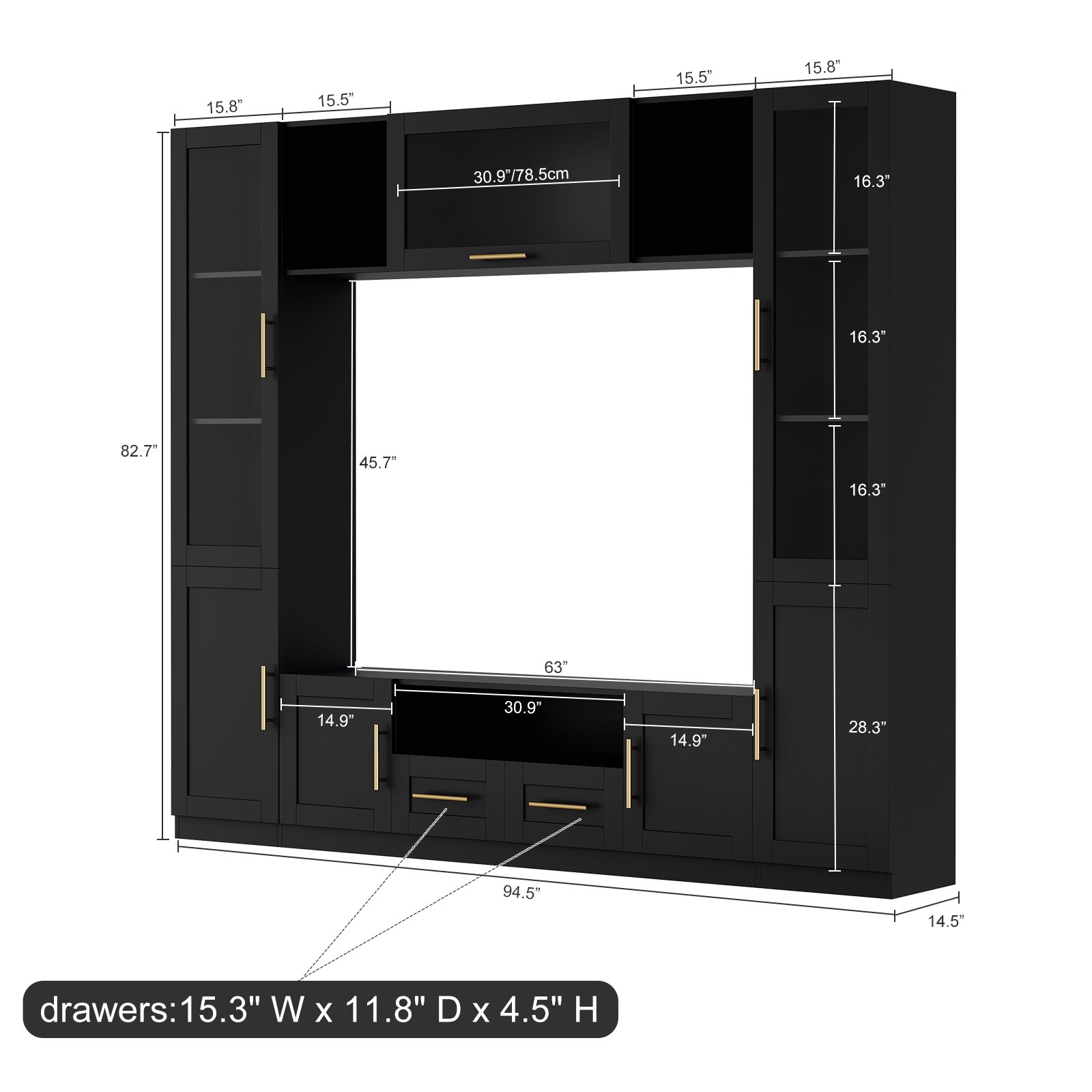 Mercer41 Tarajee Wall Unit Entertainment Center for living room ...