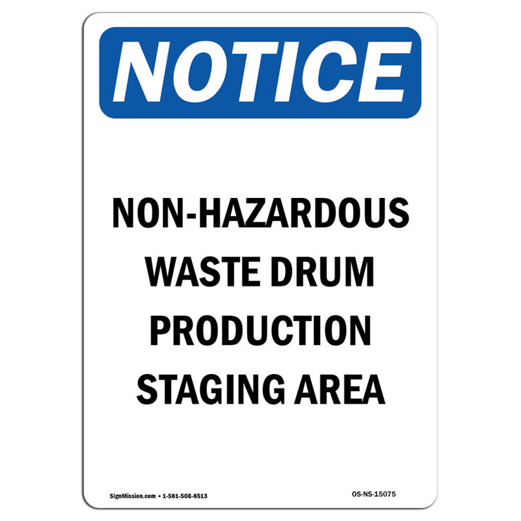 SignMission OSHA Notice - Non-Hazardous Waste Drum Production Sign ...