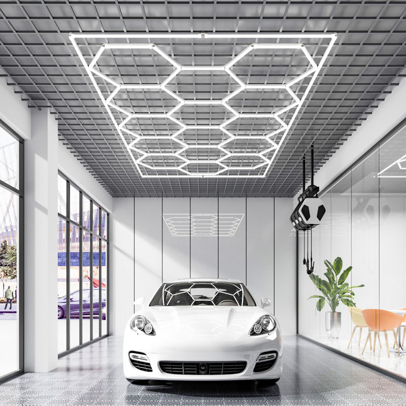 Ivy Bronx Hexagon Garage Lights 66300LM 15 Grids Honeycomb LED Shop ...