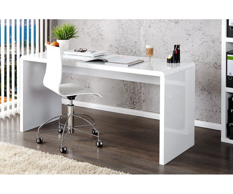 East Urban Home Bronislava High Gloss Home Office White Desk - Sleek ...