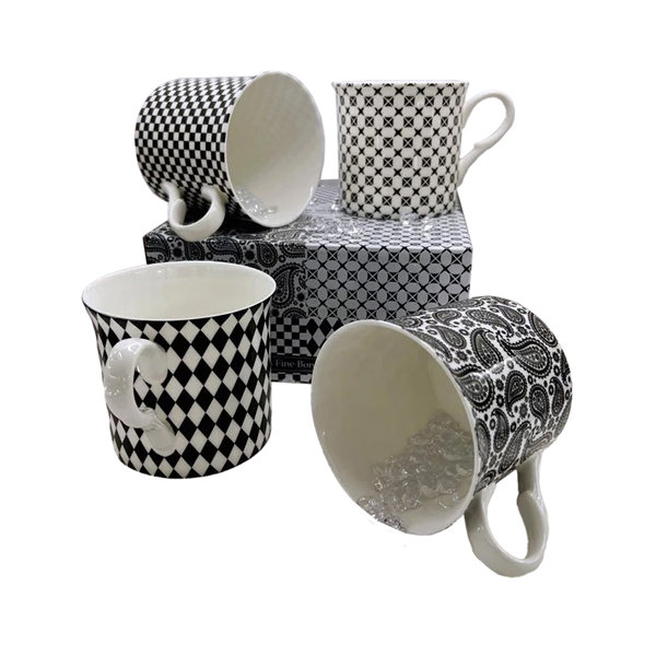 TurnStaar SHADES OF GREY Premium Fine Bone China Set Of 4 Cups ...