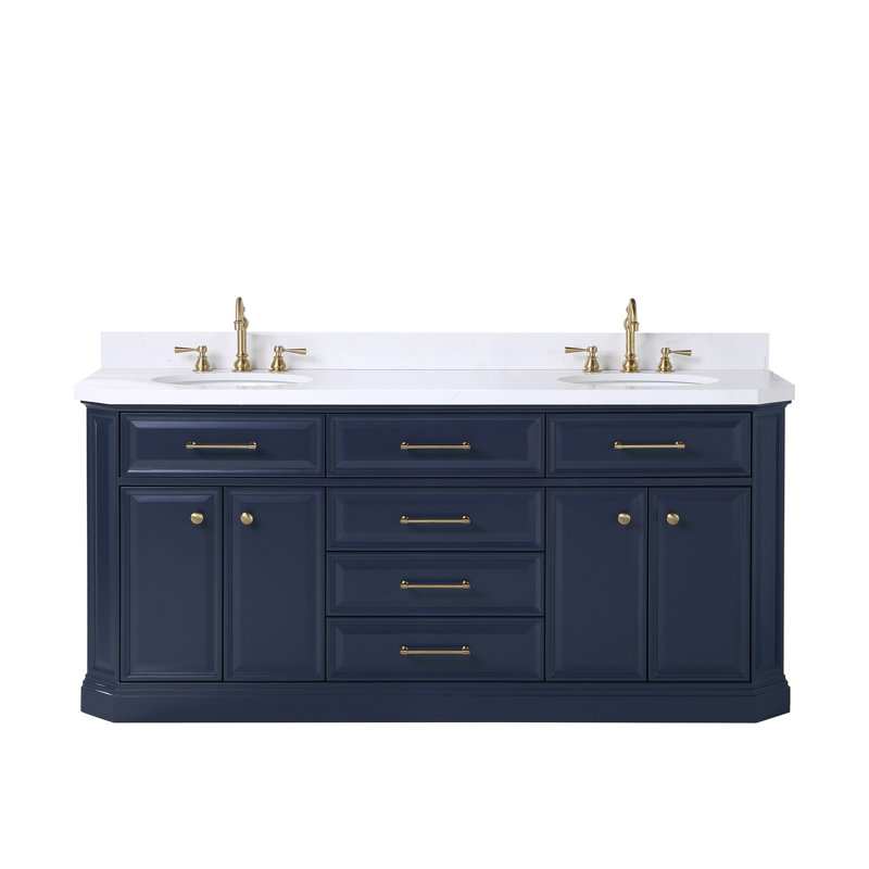 Water Creation Palace 72" Carrara Quartz Countertop Bath Vanity in ...