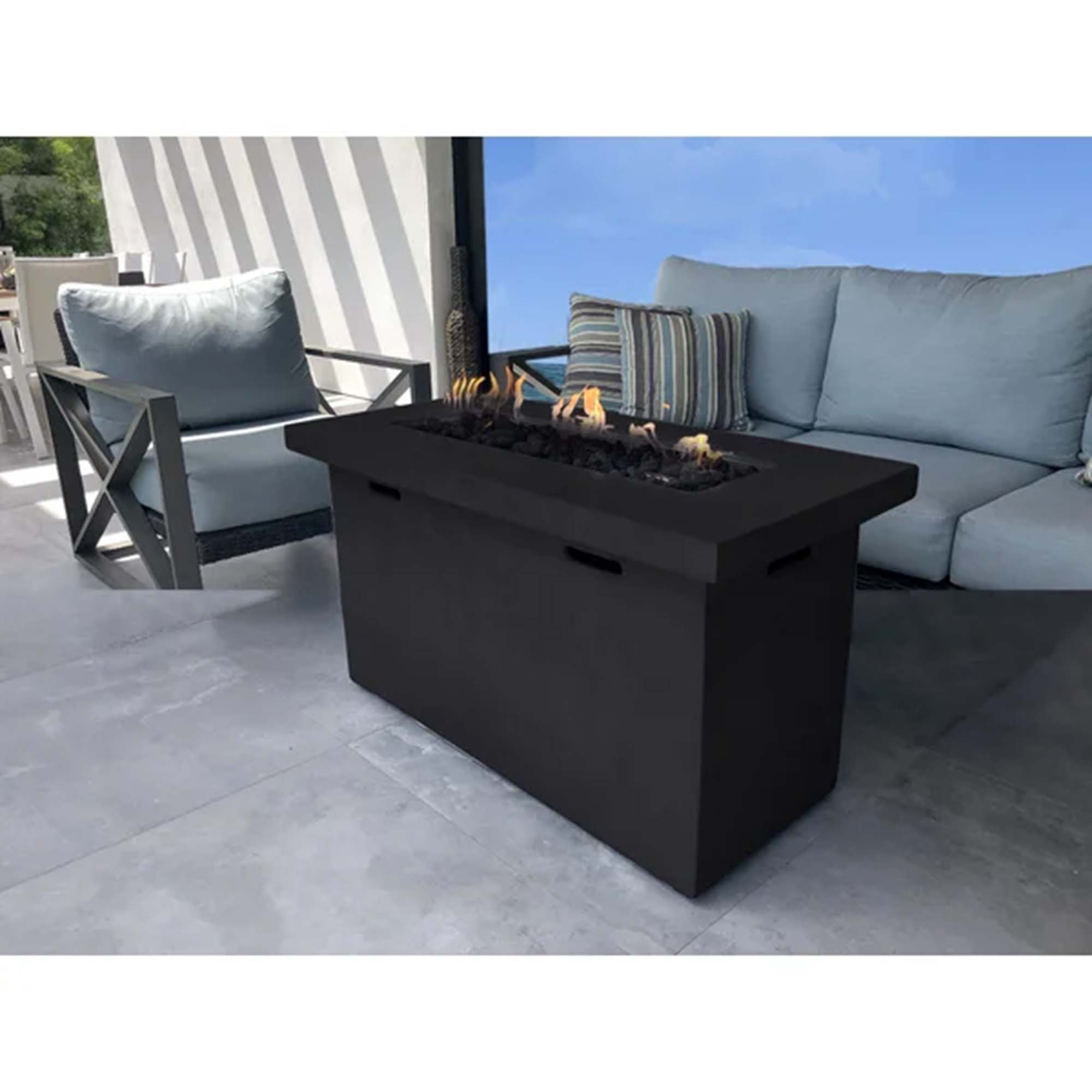 Ebern Designs Fibre Reinforced Concrete Propane Outdoor Fire Pit Table ...