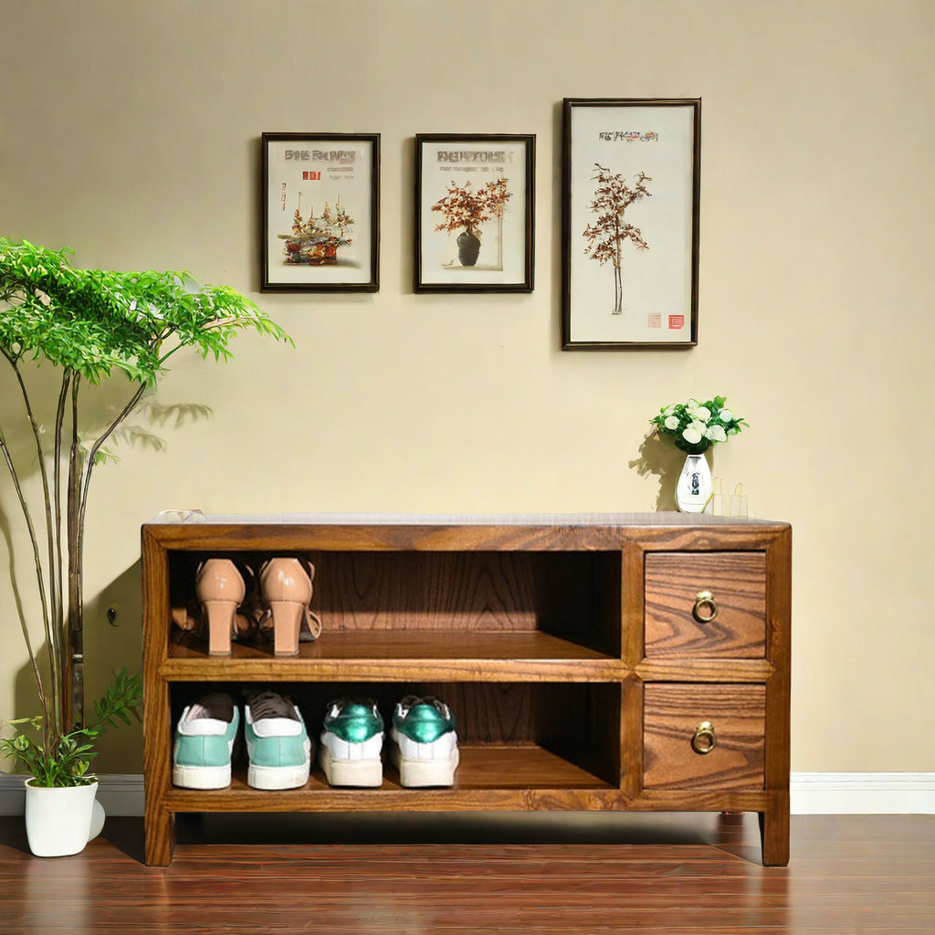 DICIXA Yumu Shoe Changing Stool 8 Pair Solid Wood Shoe Storage Bench ...