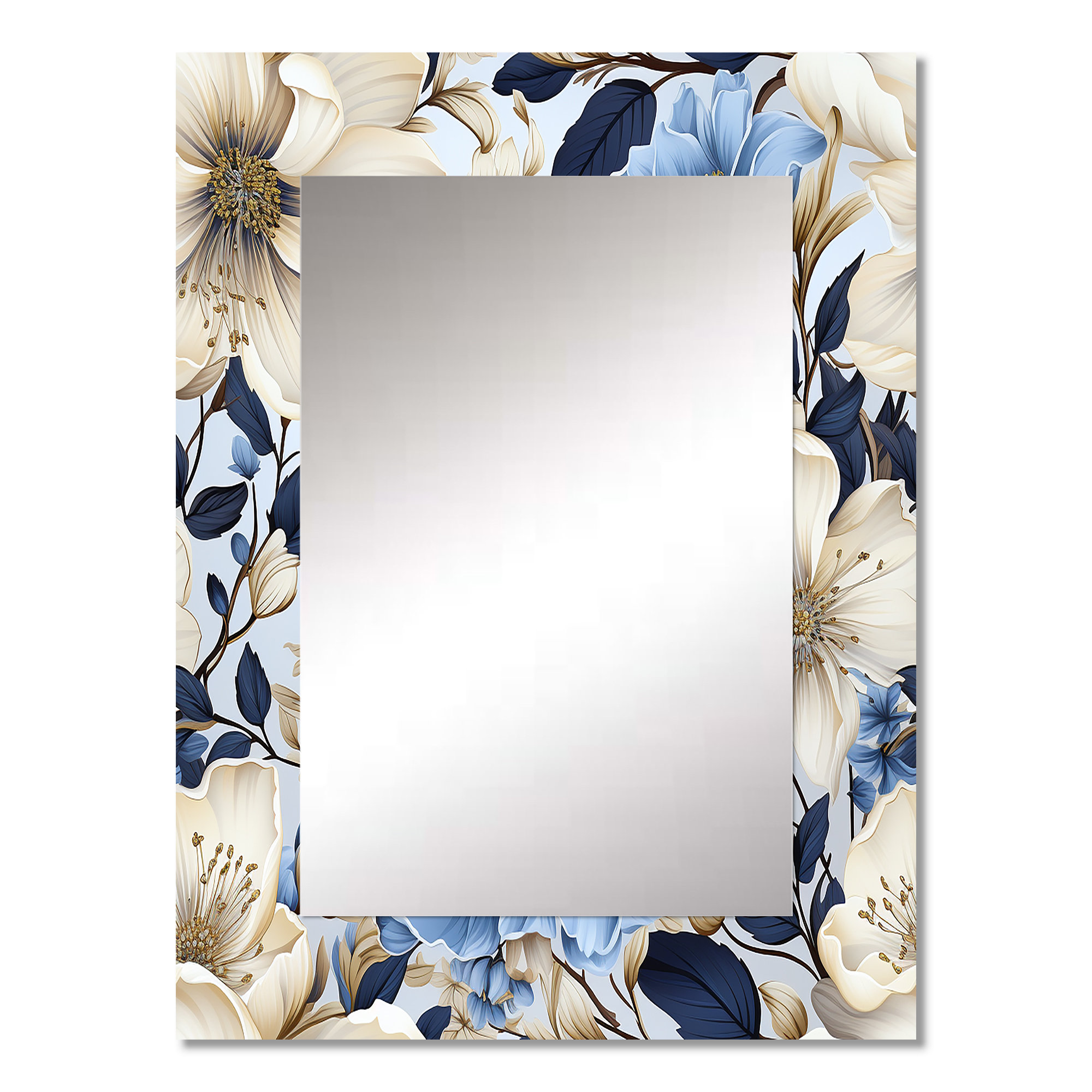 Bungalow Rose Blue Oasis Floral Blossoms - Floral Mirror Wall Decor ...