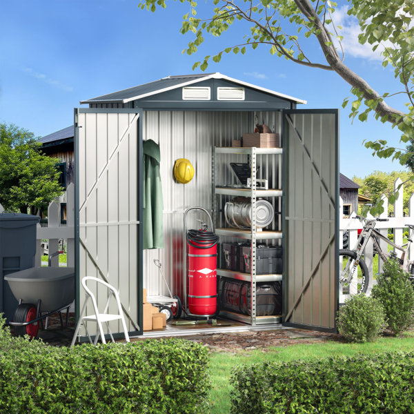 LAVRE 5 Ft. W X 3 Ft. D Outdoor Galvanized Steel Storage Shed & Reviews ...