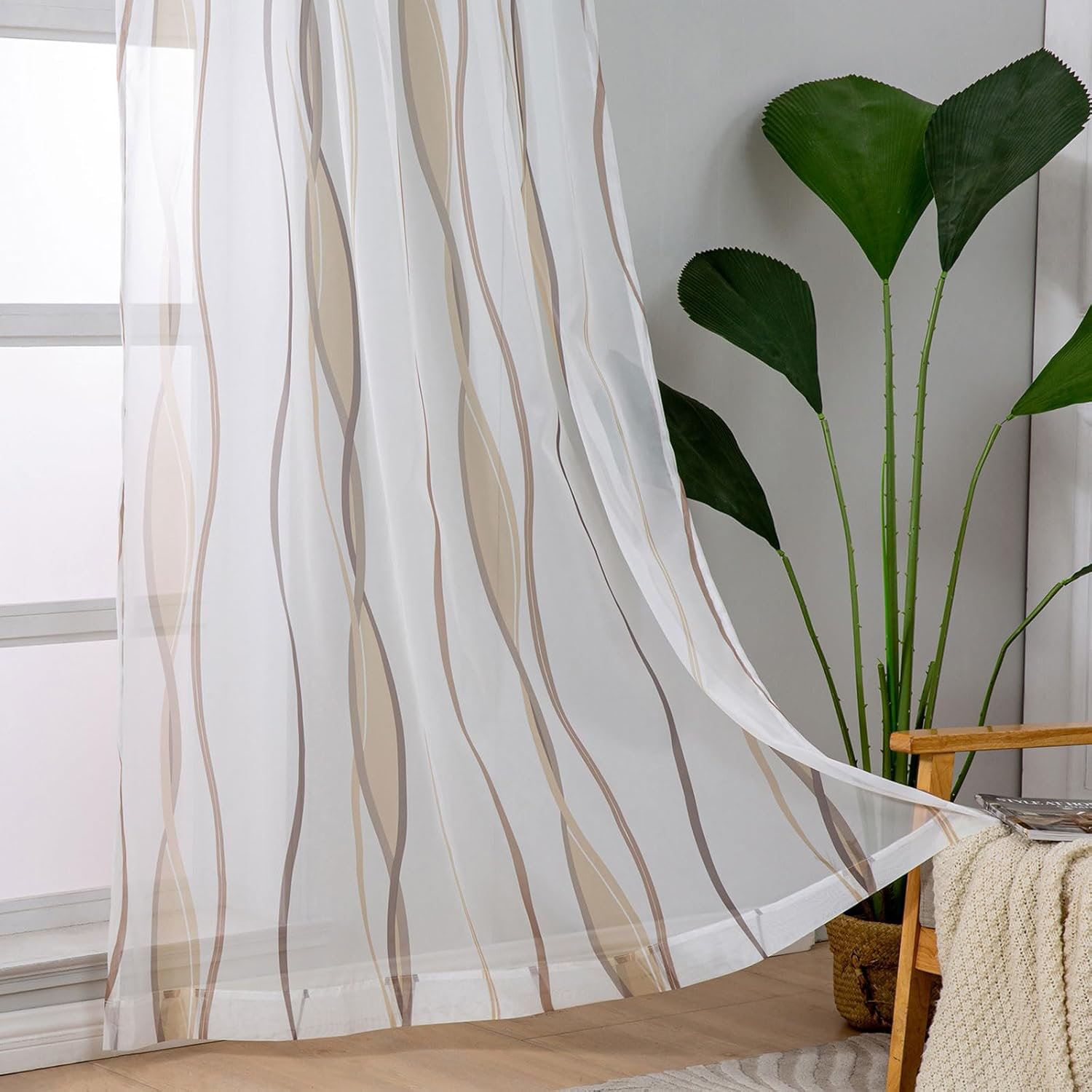 Brayden Studio Modern Wave Pattern Sheer Curtains - Wayfair Canada
