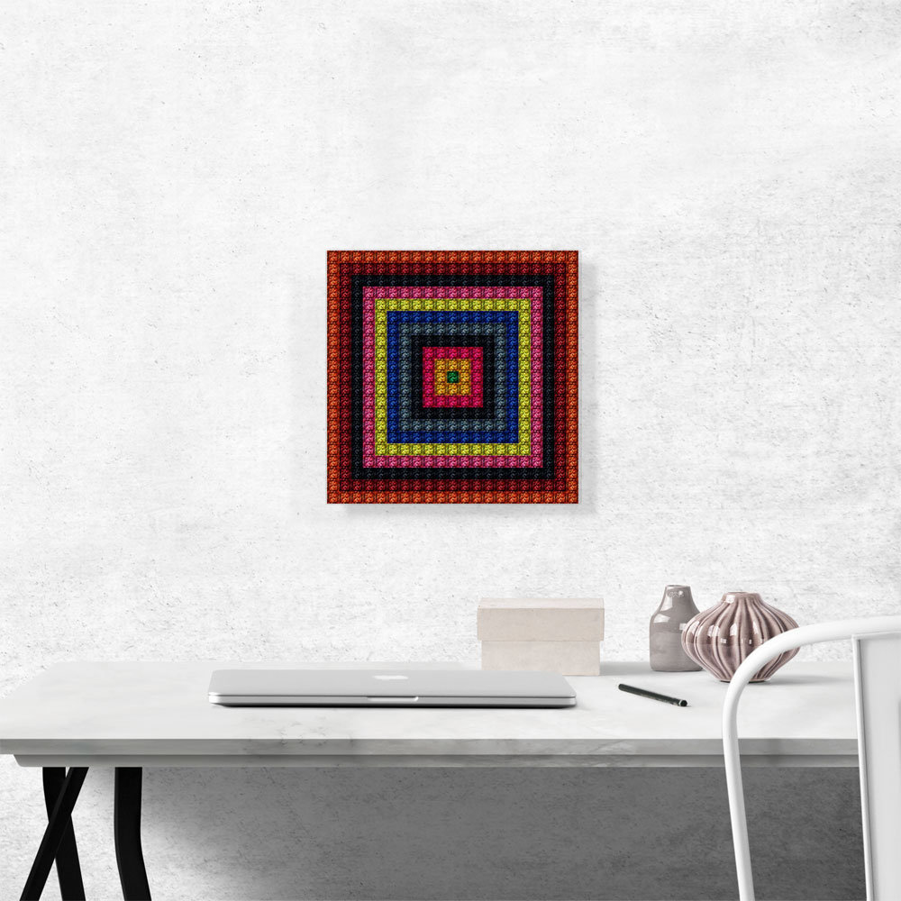 ARTCANVAS Red Color Grid Jewel Pixel - Wrapped Canvas Graphic Art Print ...