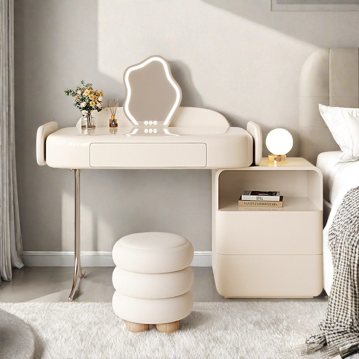 Orren Ellis Modern Creamy Cute Wooden Makeup Vanity Vanity - Wayfair Canada