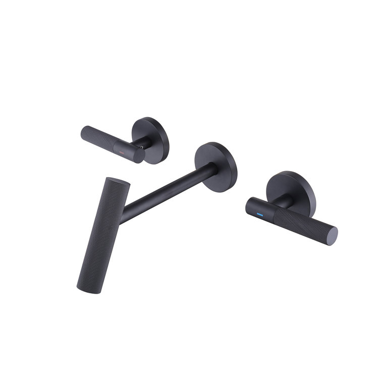 RBROHANT 8.38" Solid Brass Dual Handle Wall Mounted Sink Faucet ...