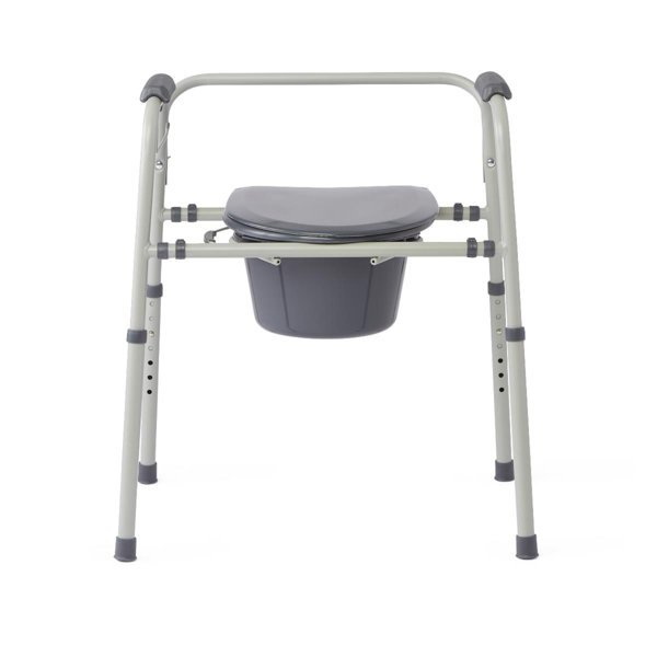Medline Knockdown Steel Bedside Commode With Microban, Gray | Wayfair