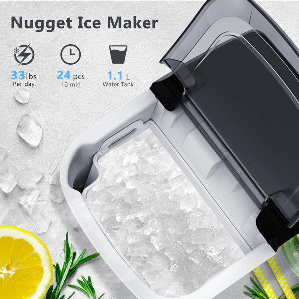 COWSAR 33 lb. Daily Production Nugget Clear Ice Countertop Maker, Sonic ...
