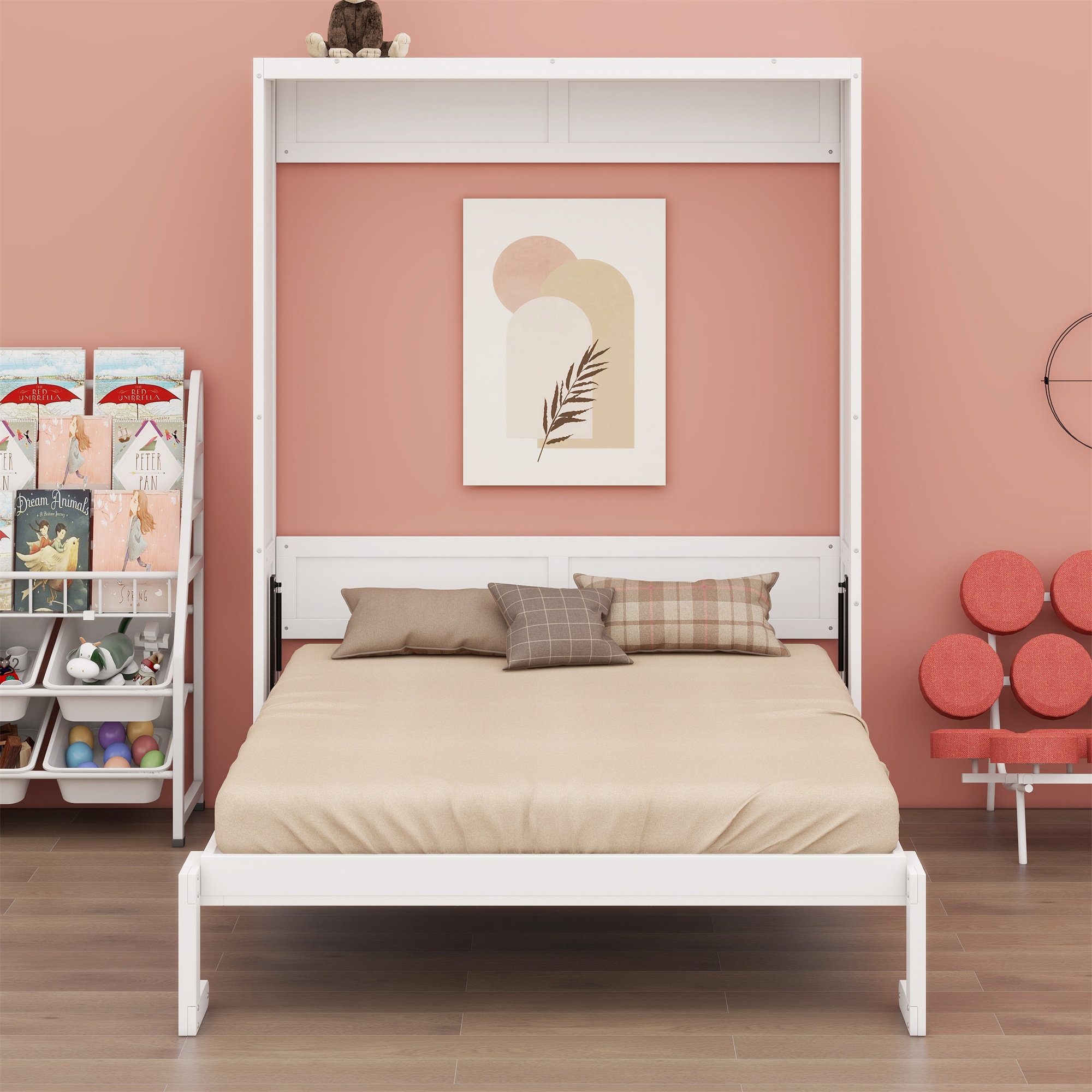 Red Barrel Studio Murphy Bed, Cabinet Bed Folding Wall Bed With Desk ...