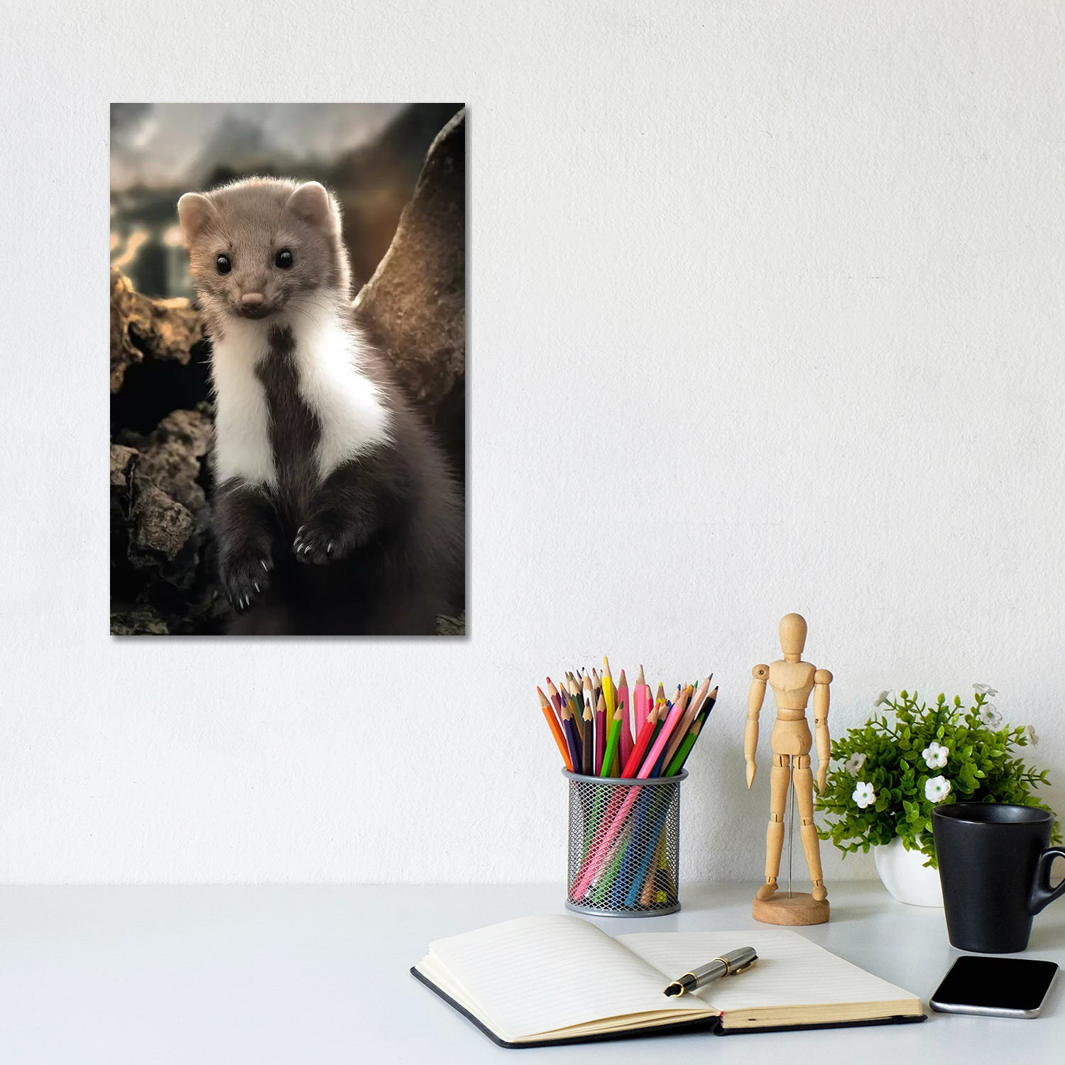 East Urban Home The Cute Weasel by Zenja Gammer - Wrapped Canvas ...